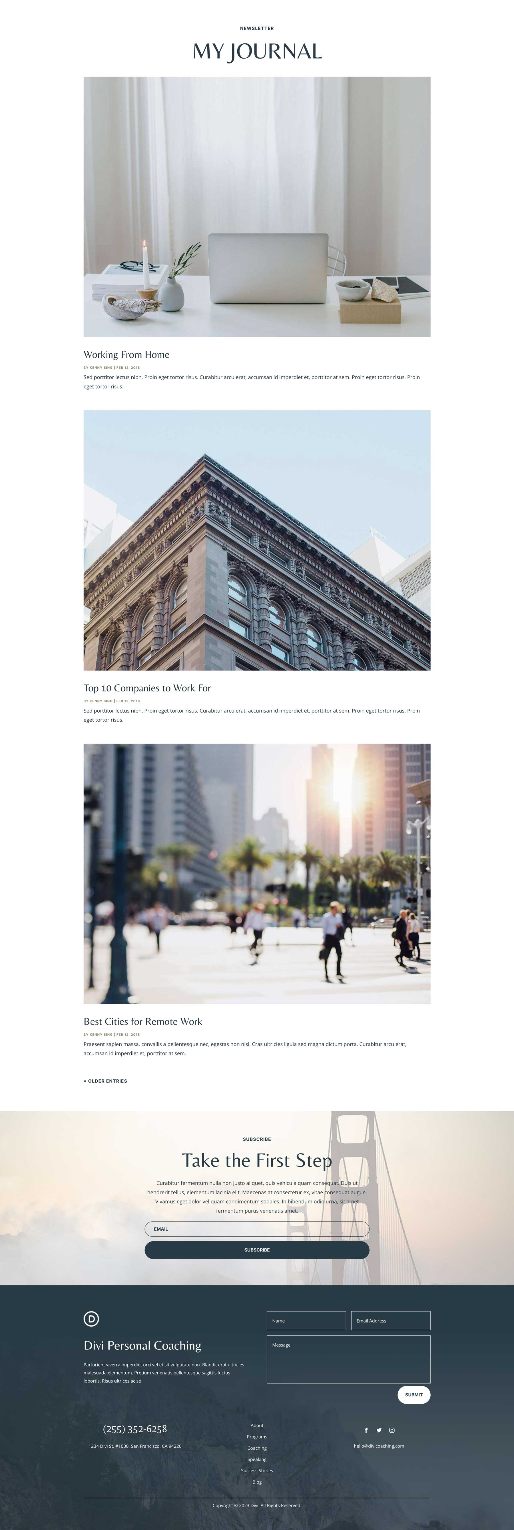 Coaching Blog Page Divi Layout by Elegant Themes