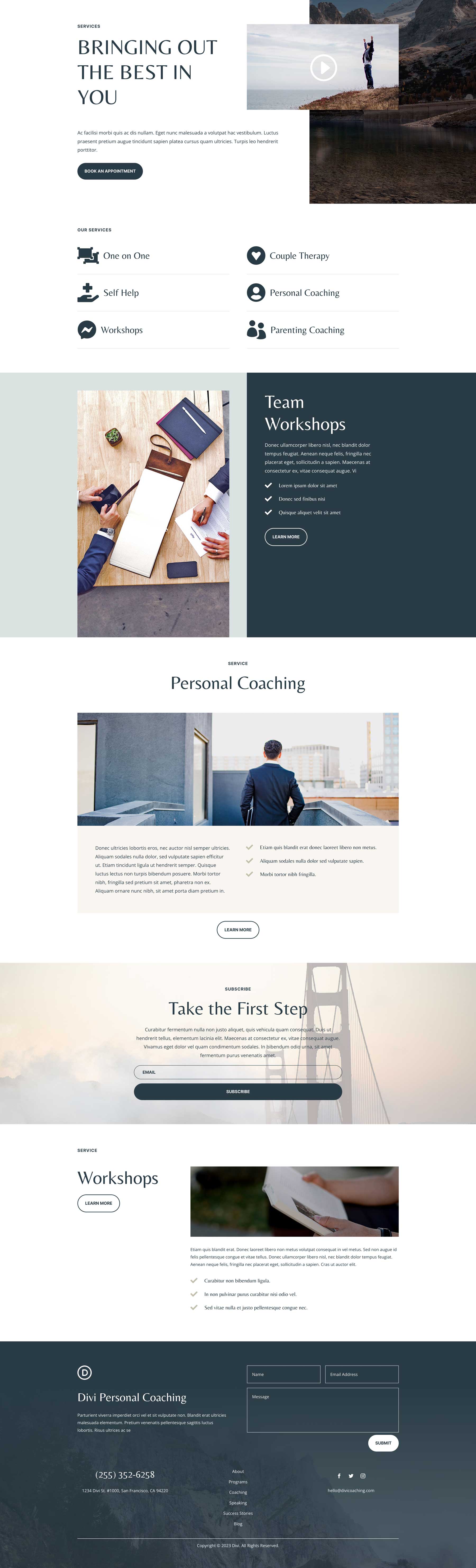 Coaching Services Page Divi Layout by Elegant Themes