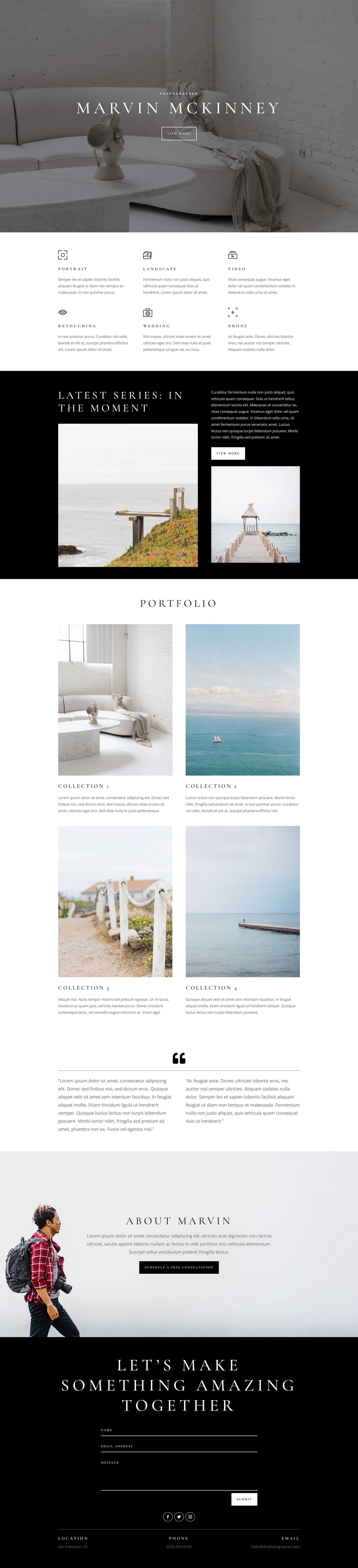 Photographer Landing Page Divi Layout by Elegant Themes