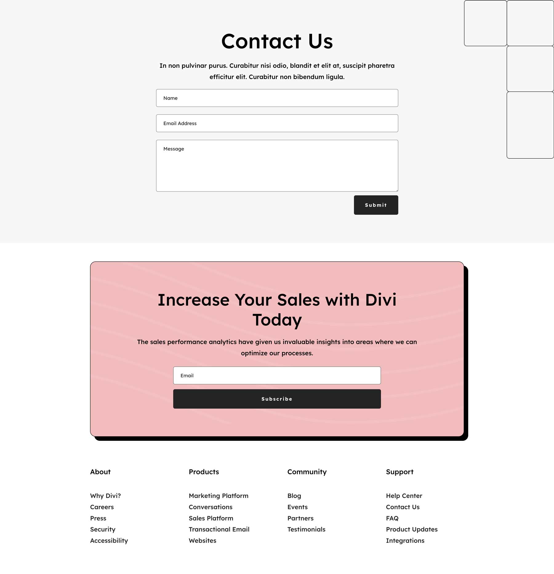 Email Marketing Contact Page Divi Layout by Elegant Themes