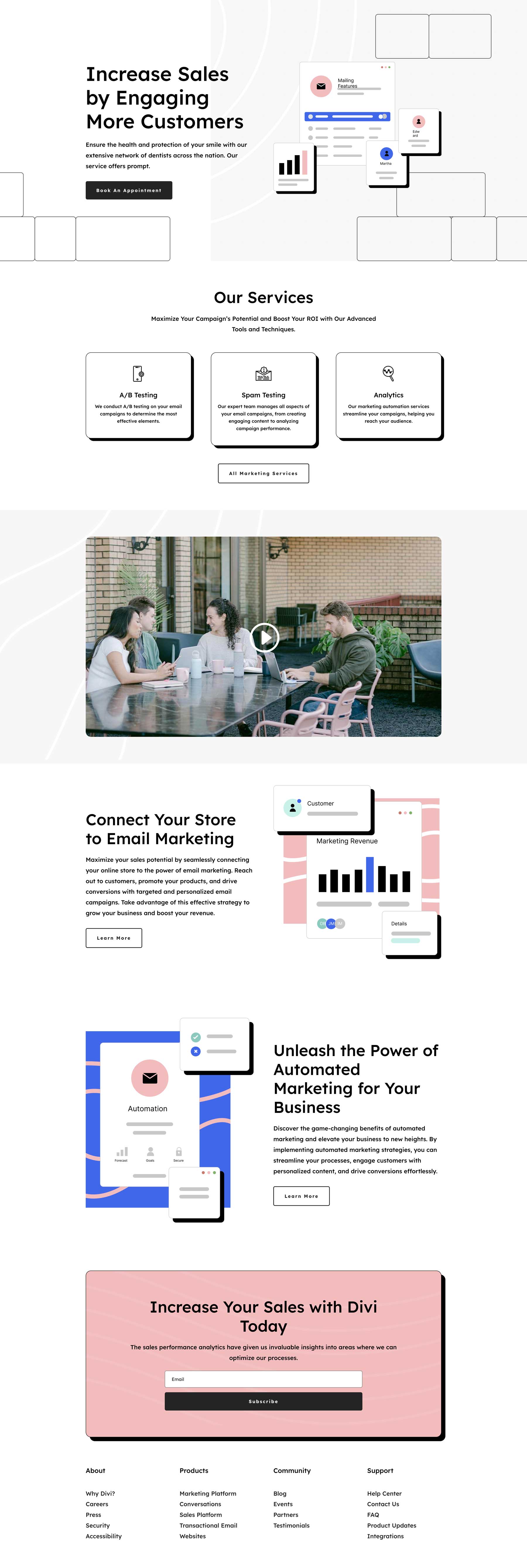 Email Marketing Home Page Divi Layout by Elegant Themes