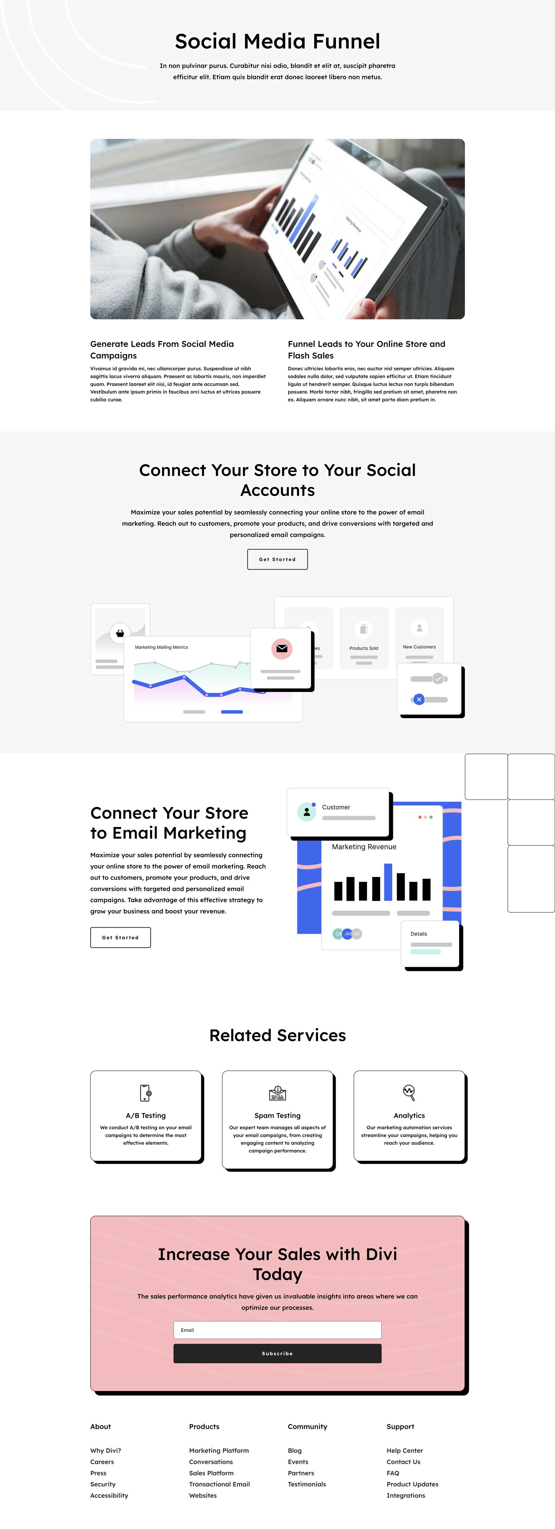 Email Marketing Service Page Divi Layout by Elegant Themes