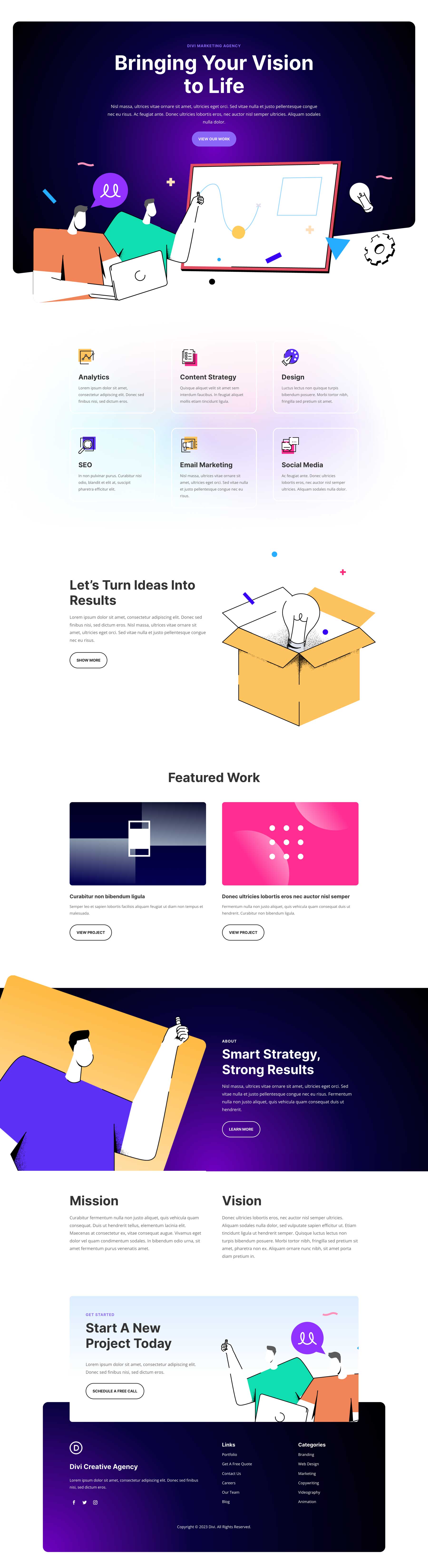 Marketing Home Page Divi Layout by Elegant Themes