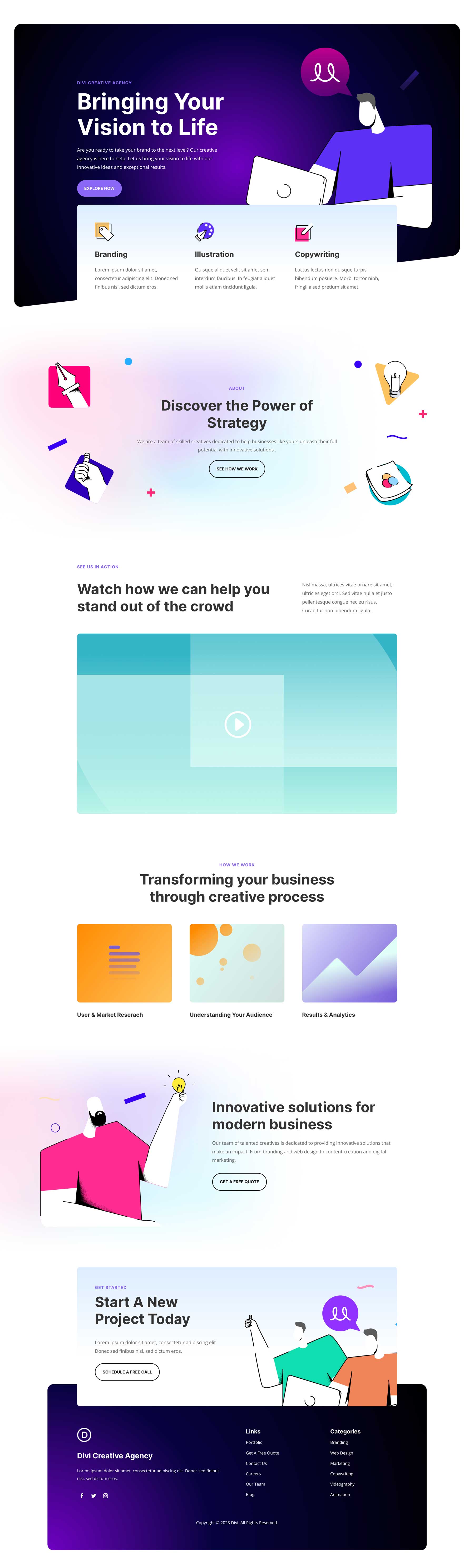 Marketing Landing Page Divi Layout by Elegant Themes
