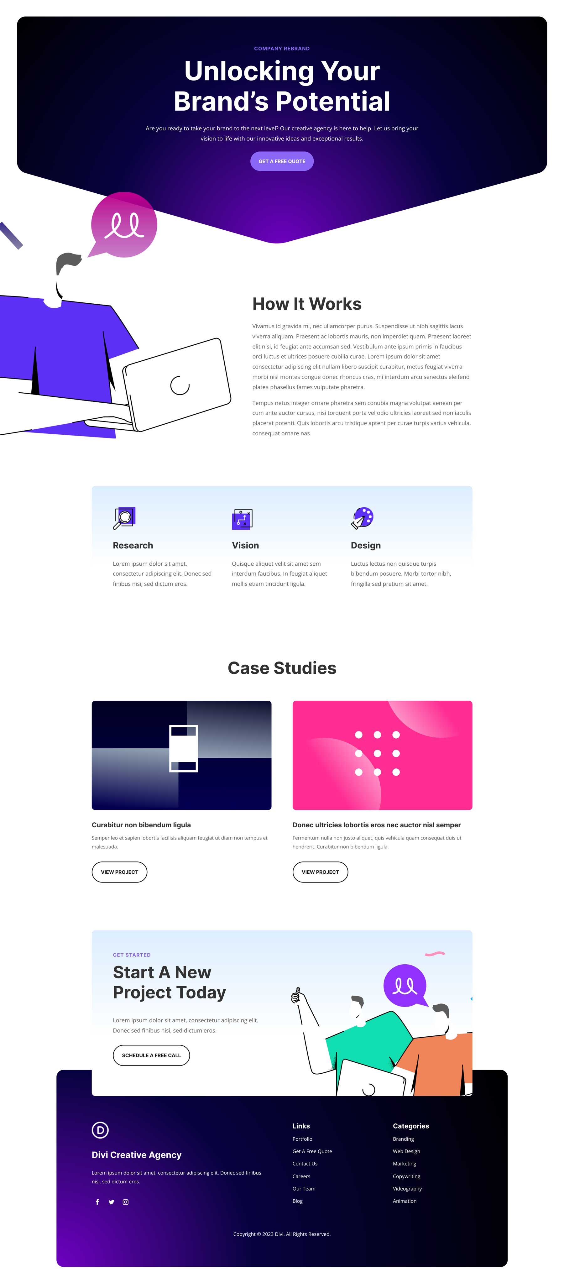 Marketing Service Page Divi Layout by Elegant Themes