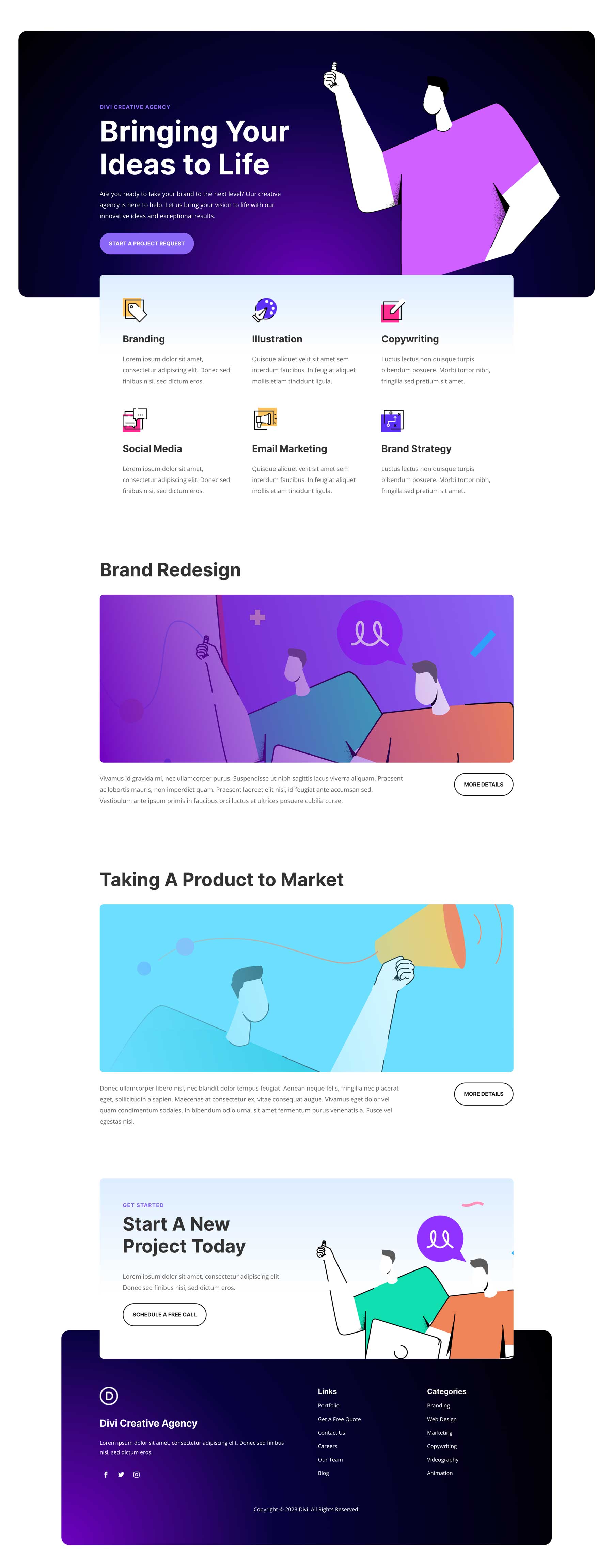 Marketing Services Page Divi Layout by Elegant Themes