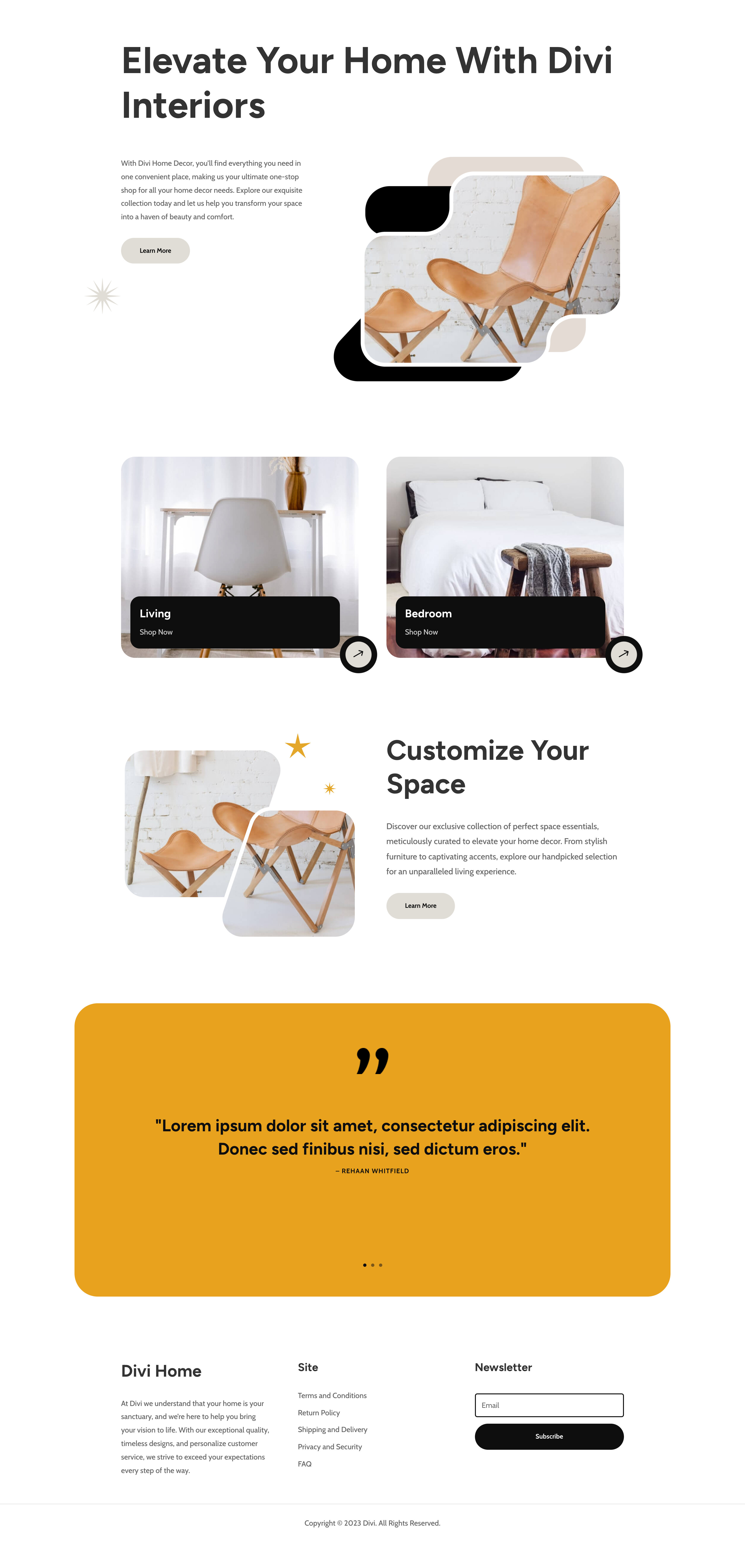 Home Decor Home Page Divi Layout by Elegant Themes