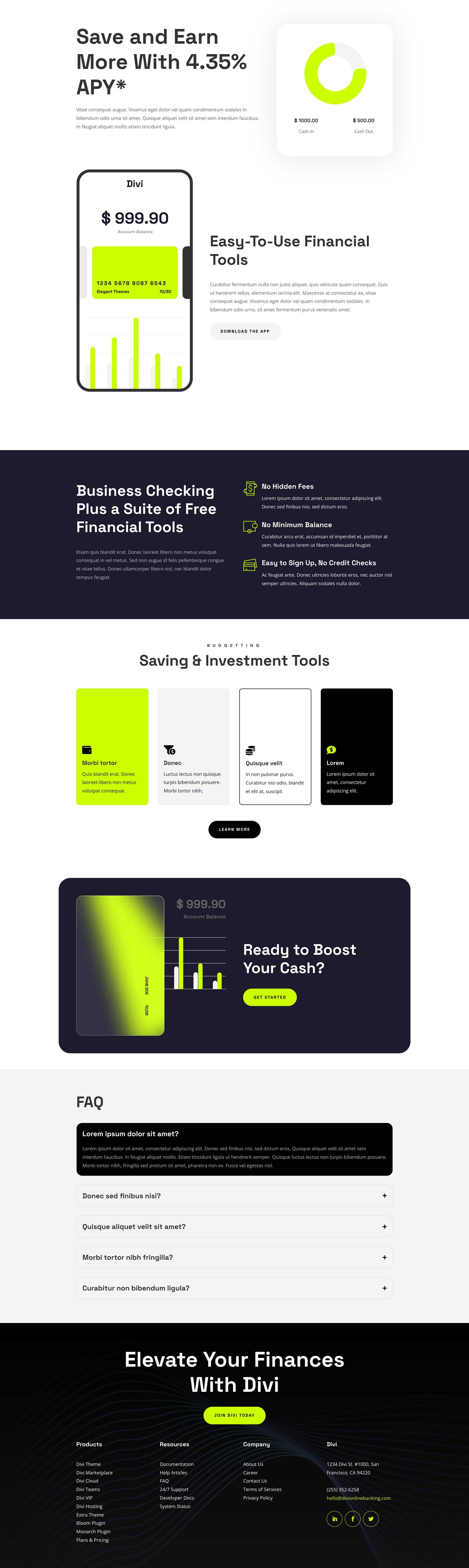 Online Banking Features Page Divi Layout by Elegant Themes