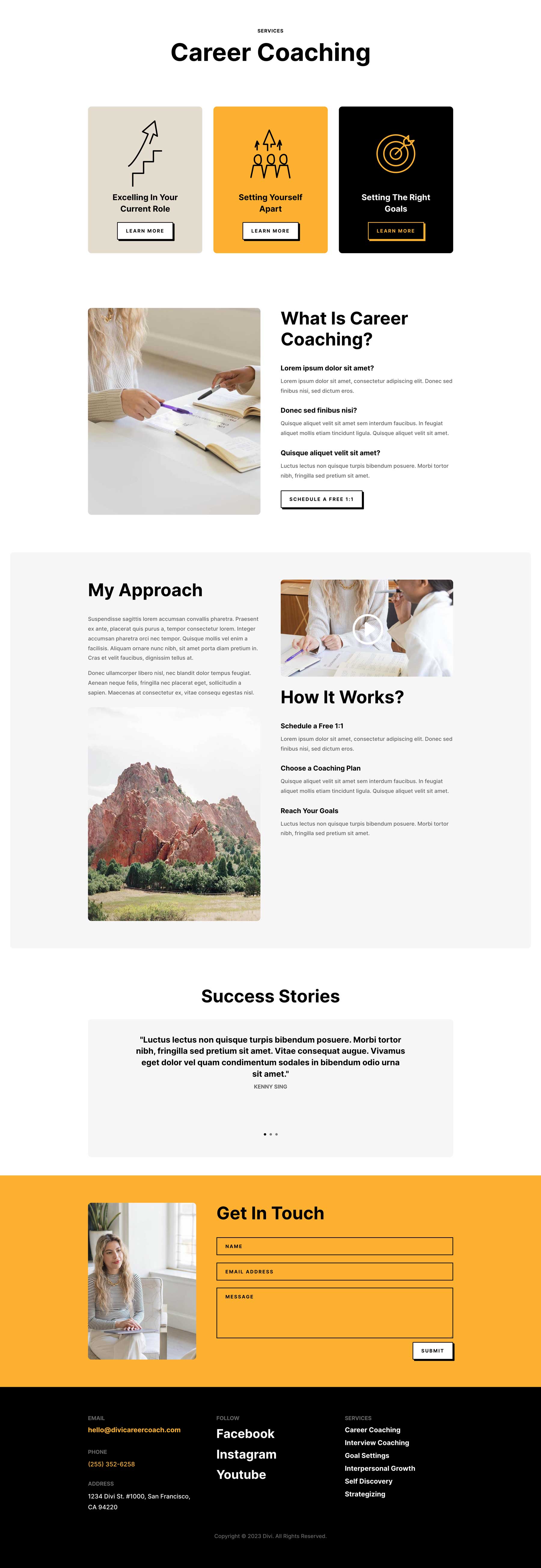 Career Coach Services Page Divi Layout by Elegant Themes