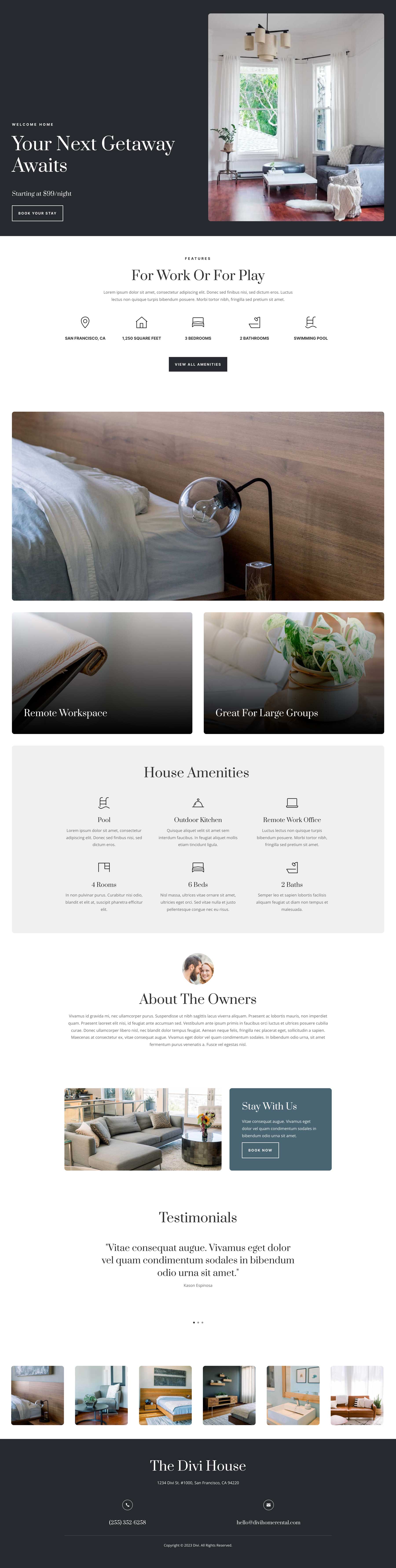 Home Rental Landing Page Divi Layout by Elegant Themes