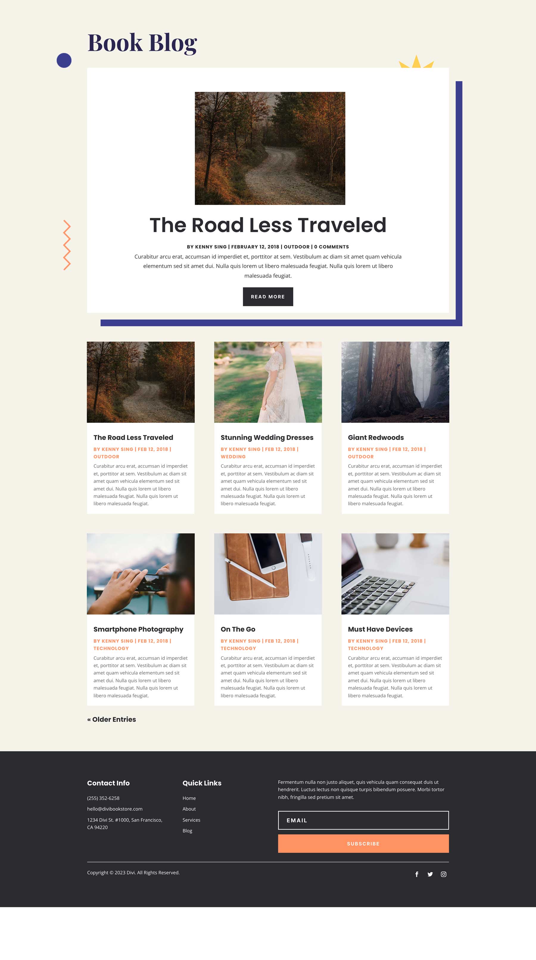Book Store Blog Page Divi Layout by Elegant Themes