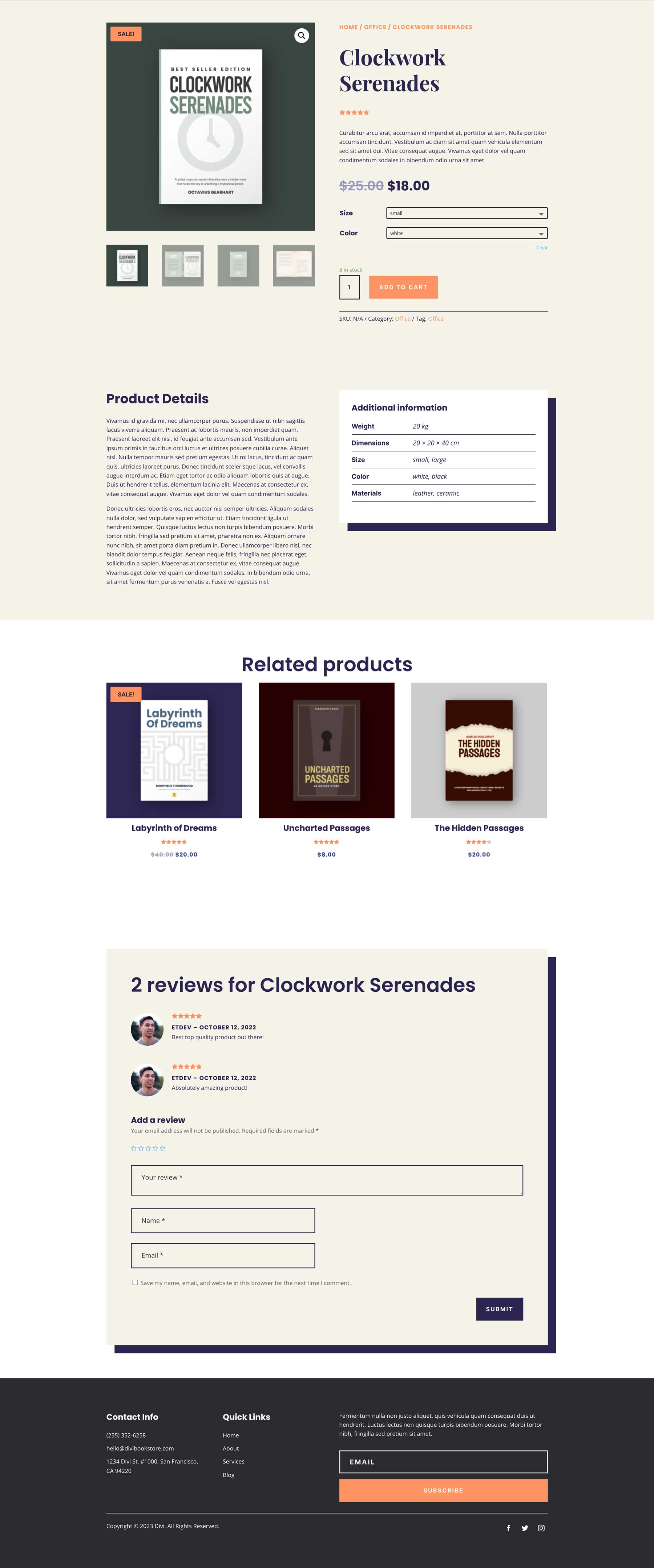 Book Store Product Page Divi Layout by Elegant Themes