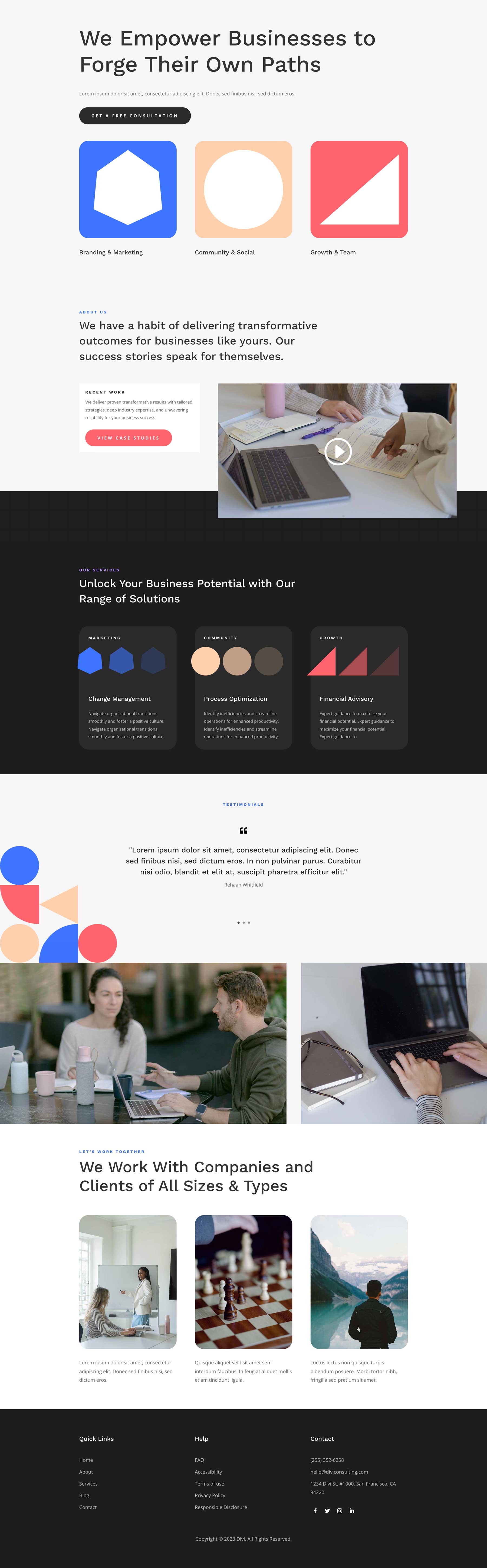 Consulting Landing Page Divi Layout by Elegant Themes