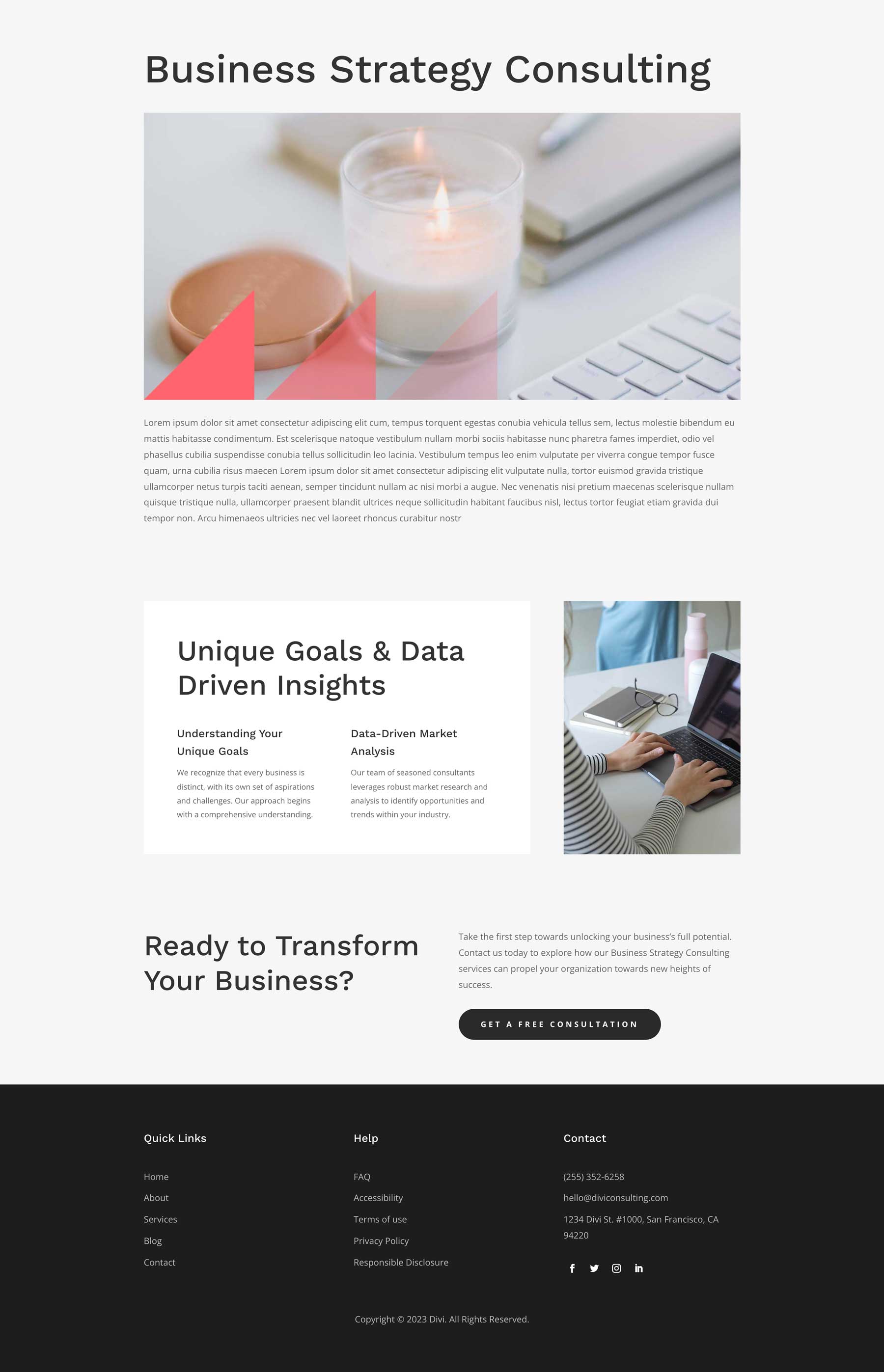 Consulting Service Page Divi Layout by Elegant Themes
