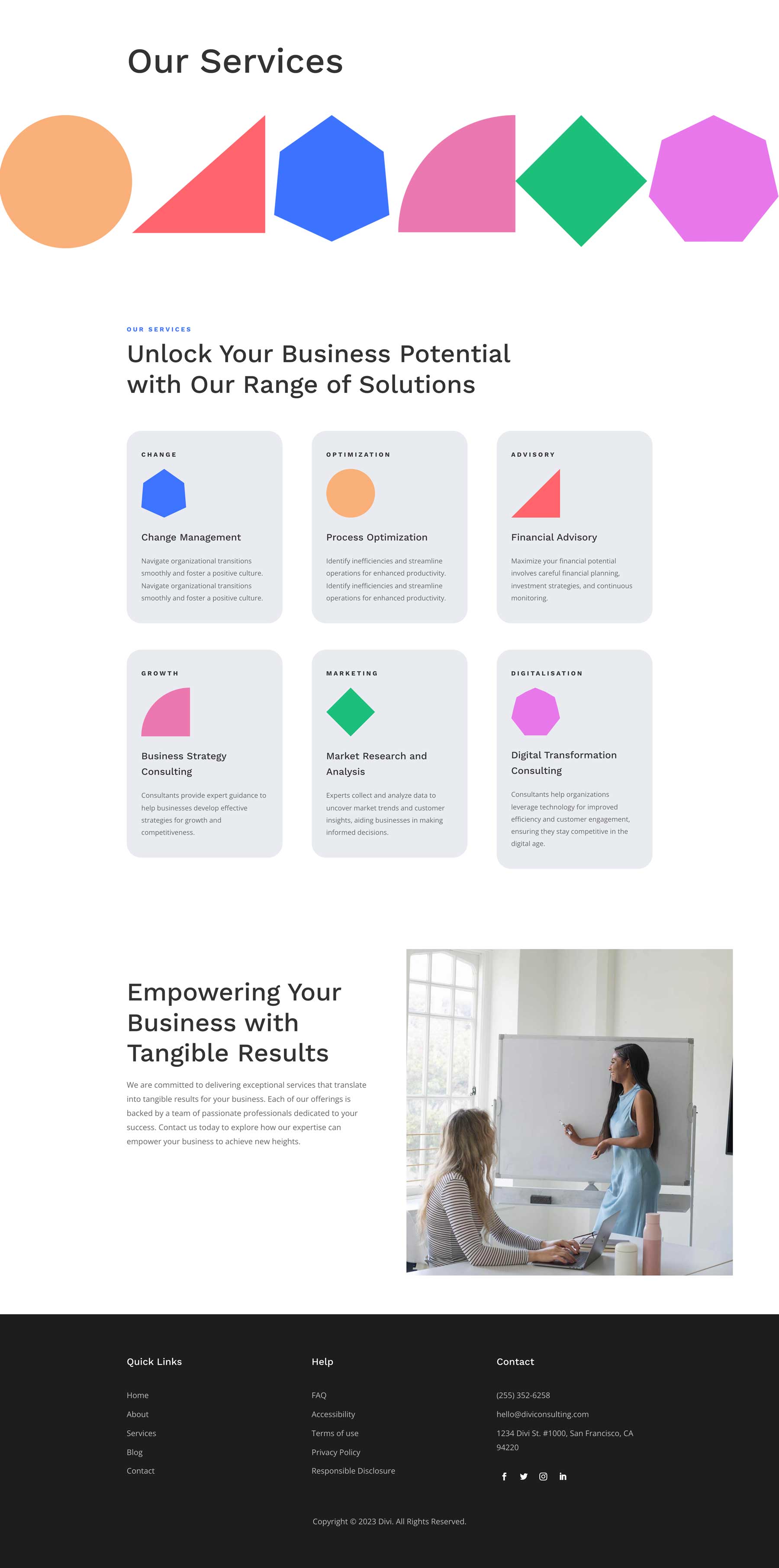 Consulting Services Page Divi Layout by Elegant Themes