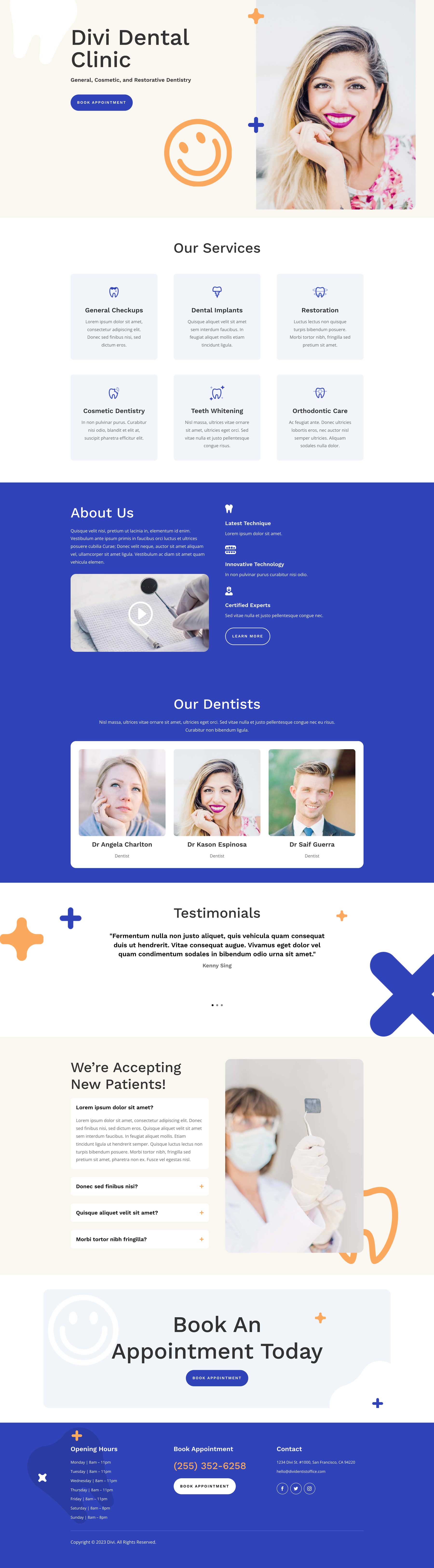 Dental Office Landing Page Divi Layout by Elegant Themes
