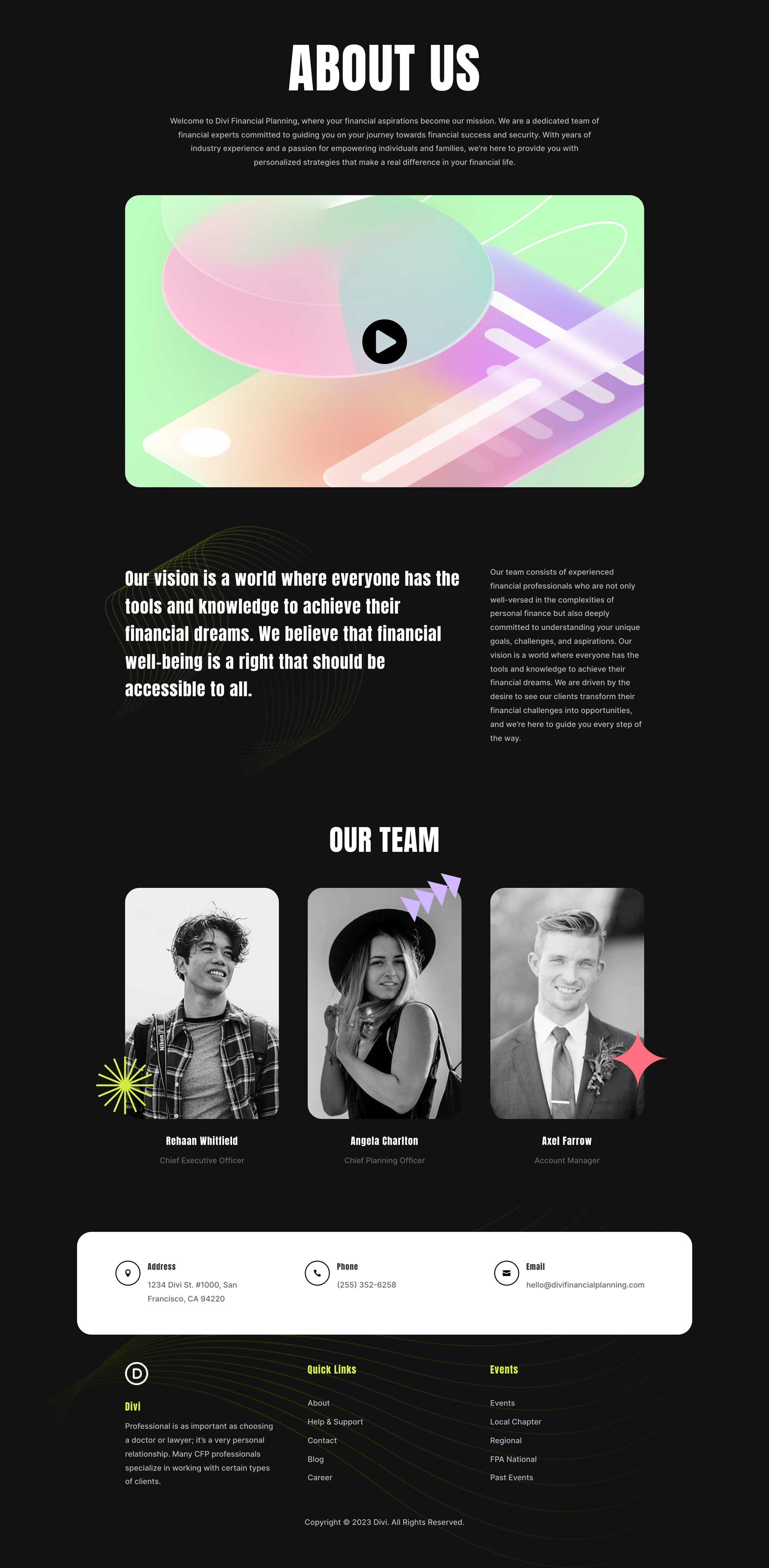 Financial Planning About Page Divi Layout by Elegant Themes