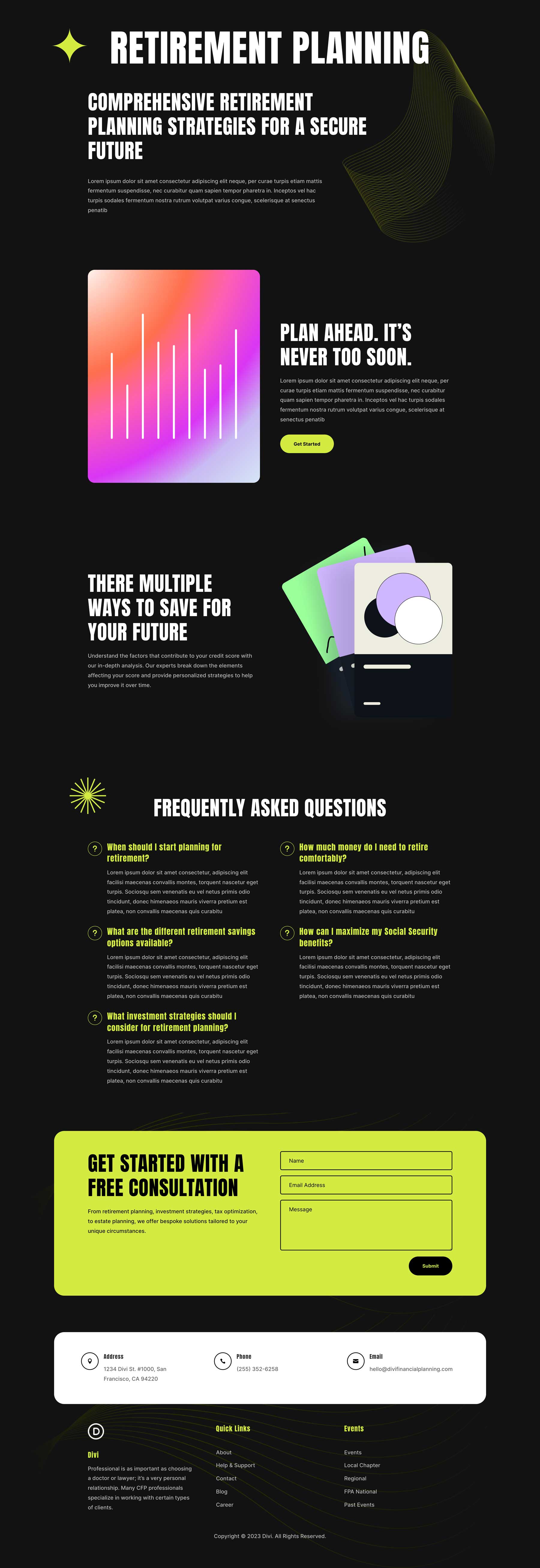 Financial Planning Service Page Divi Layout by Elegant Themes