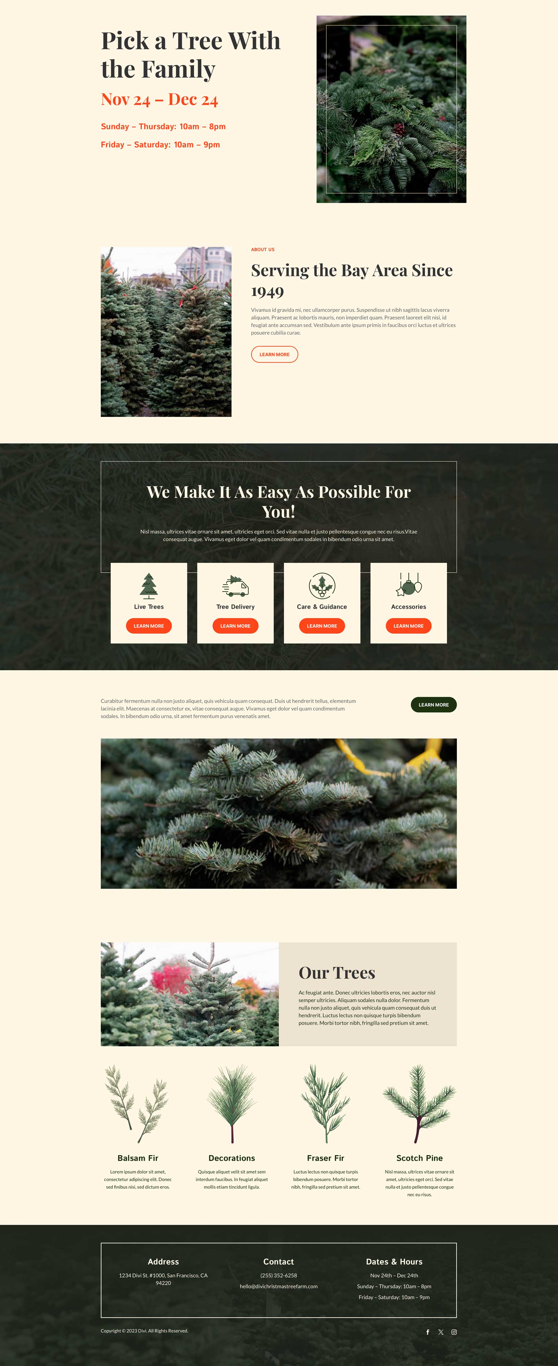 Christmas Tree Farm Home Page Divi Layout by Elegant Themes
