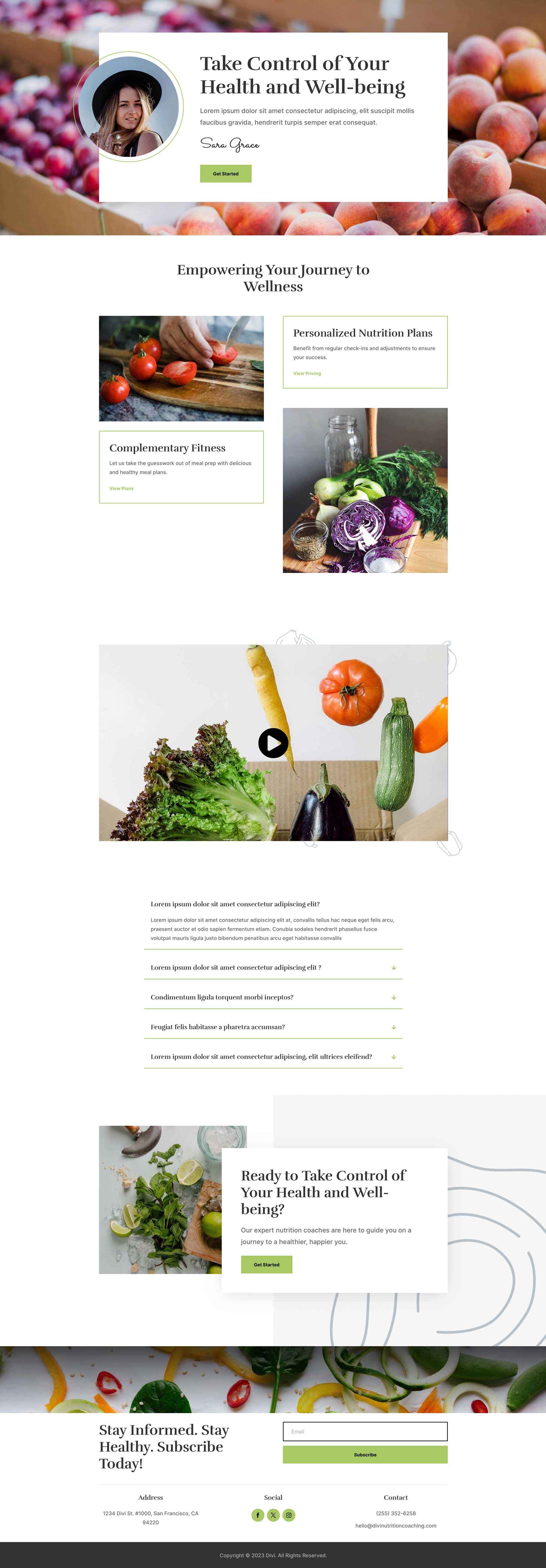 Nutrition Coaching Home Page Divi Layout by Elegant Themes