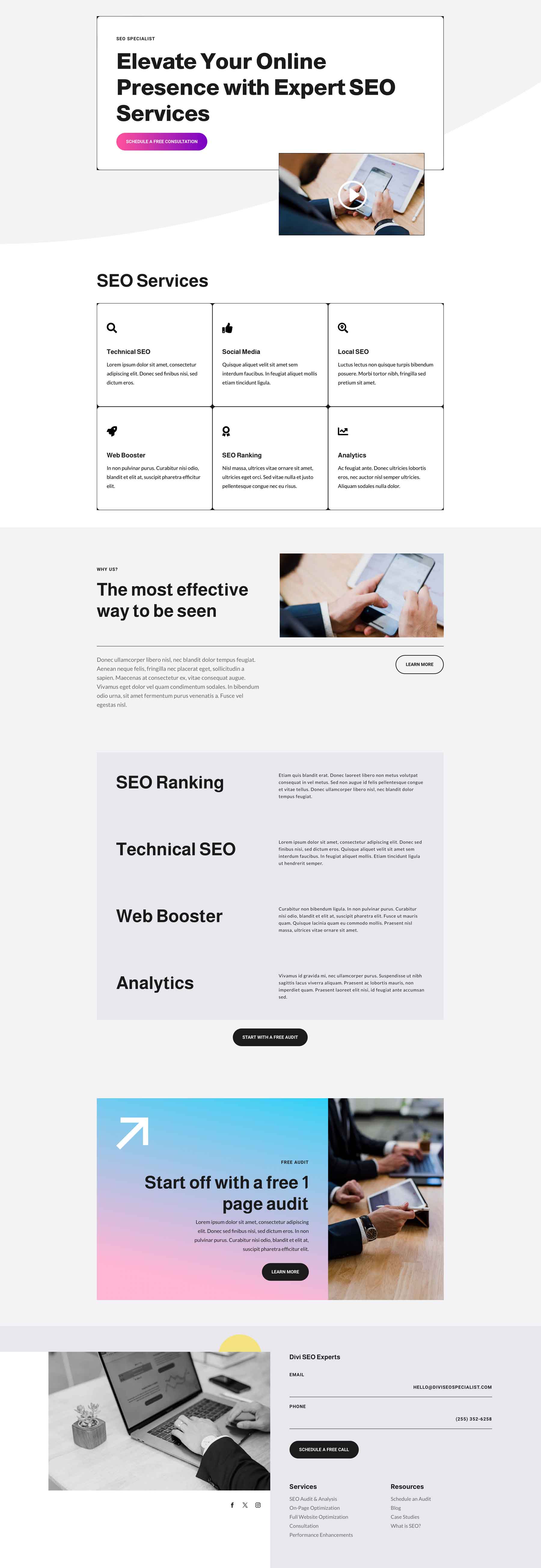 SEO Specialist Home Page Divi Layout by Elegant Themes