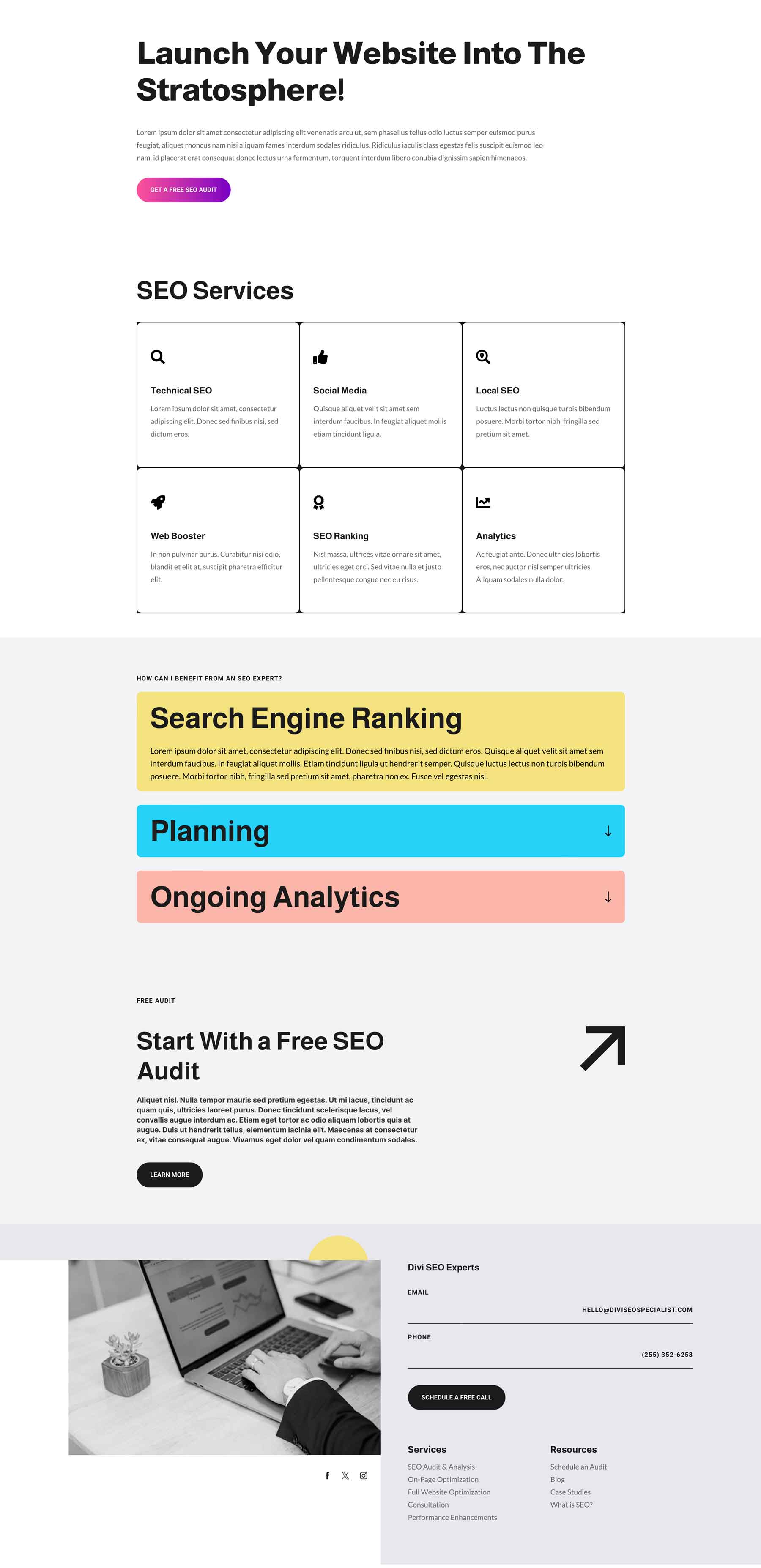 SEO Specialist Services Page Divi Layout by Elegant Themes