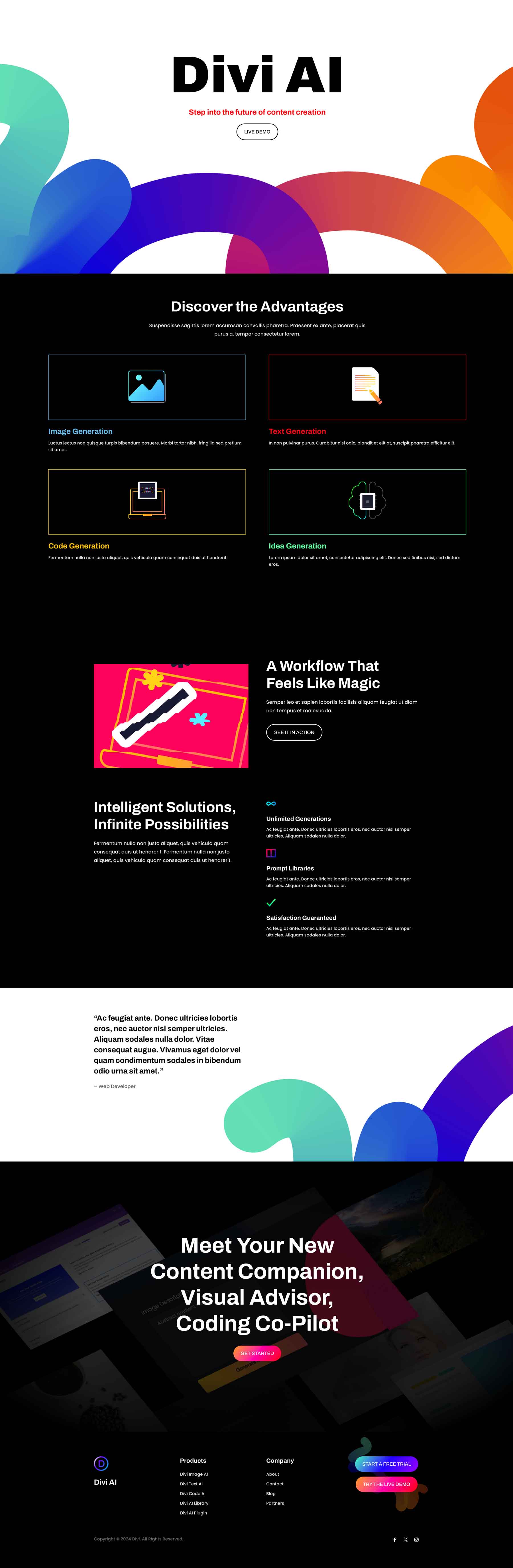 AI Home Page Divi Layout by Elegant Themes