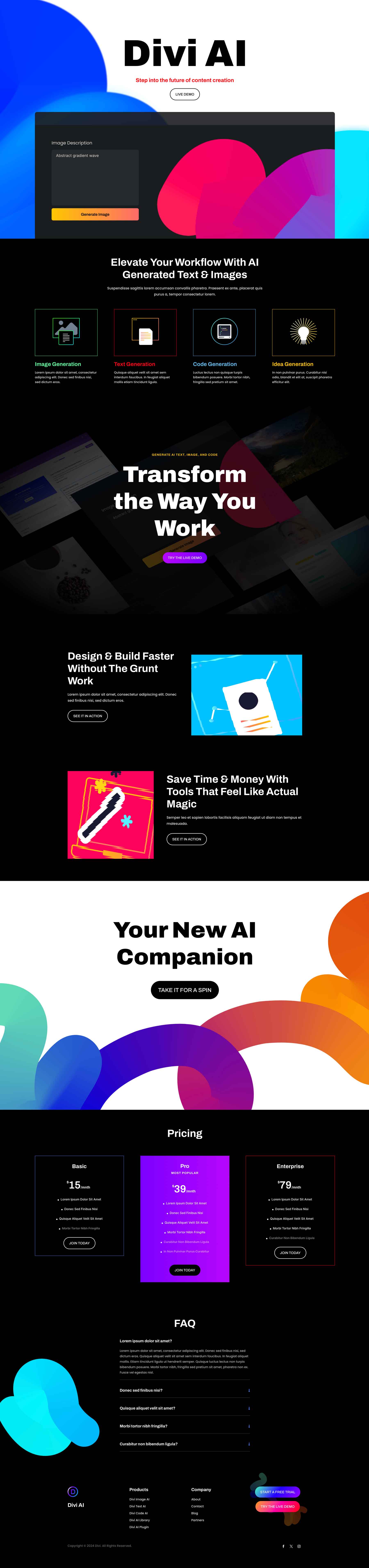 AI Landing Page Divi Layout by Elegant Themes