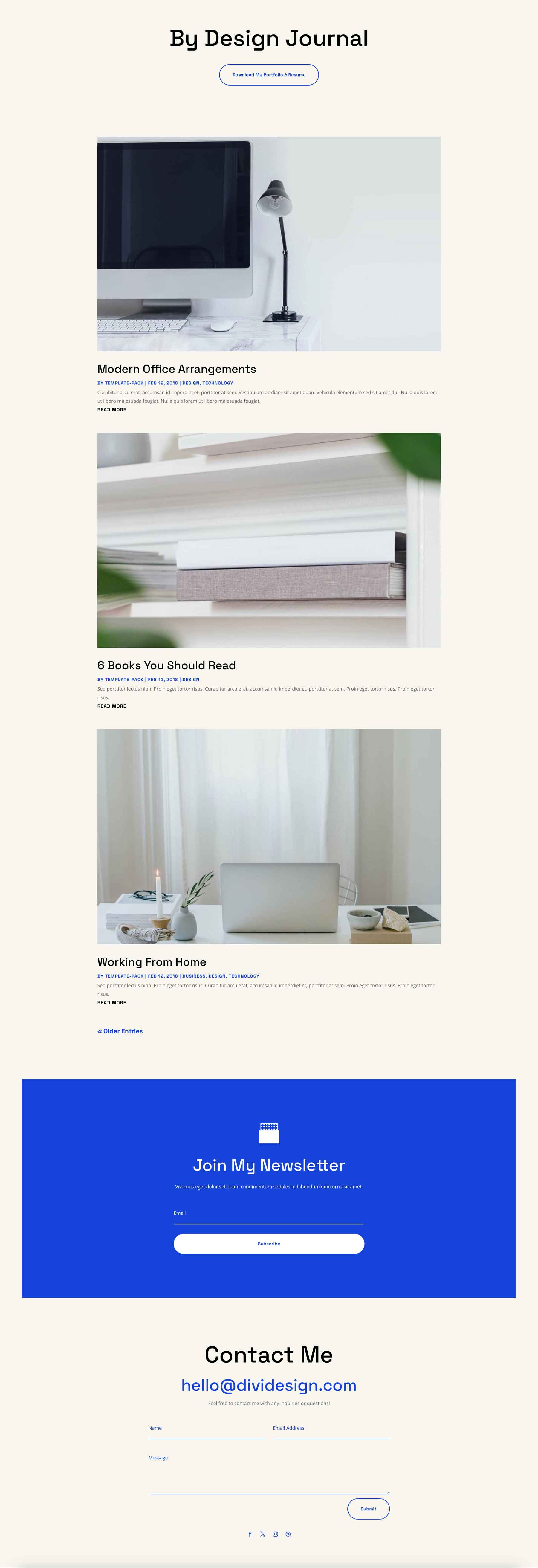 Design Portfolio Blog Page Divi Layout by Elegant Themes