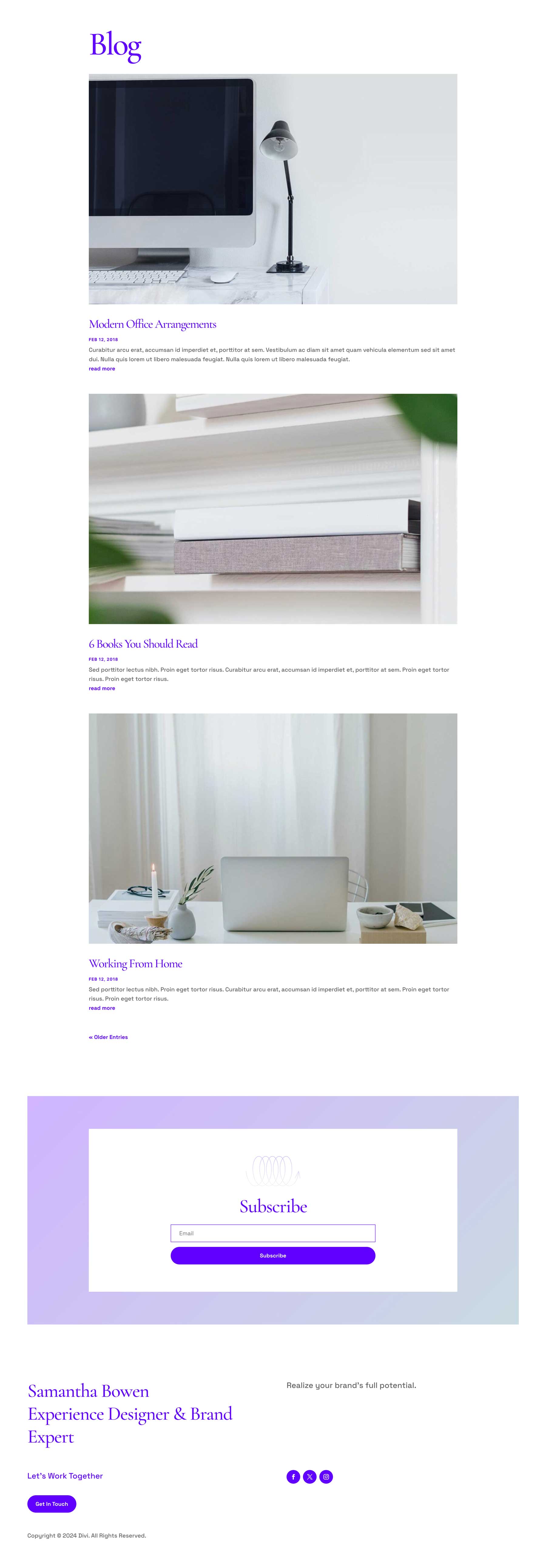 Creative Director Blog Page Divi Layout by Elegant Themes