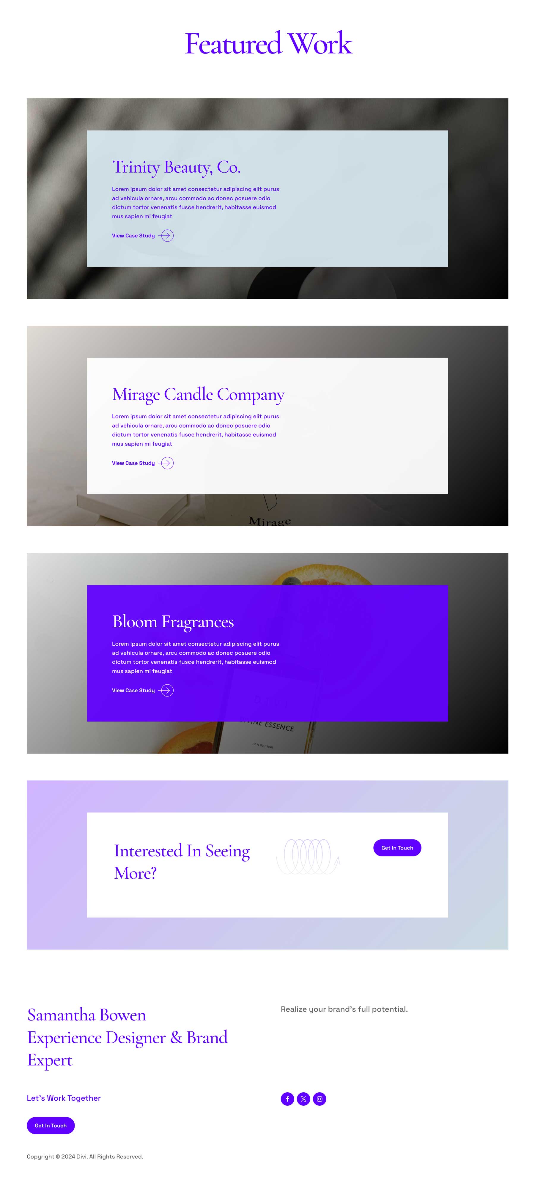 Creative Director Portfolio Page Divi Layout by Elegant Themes