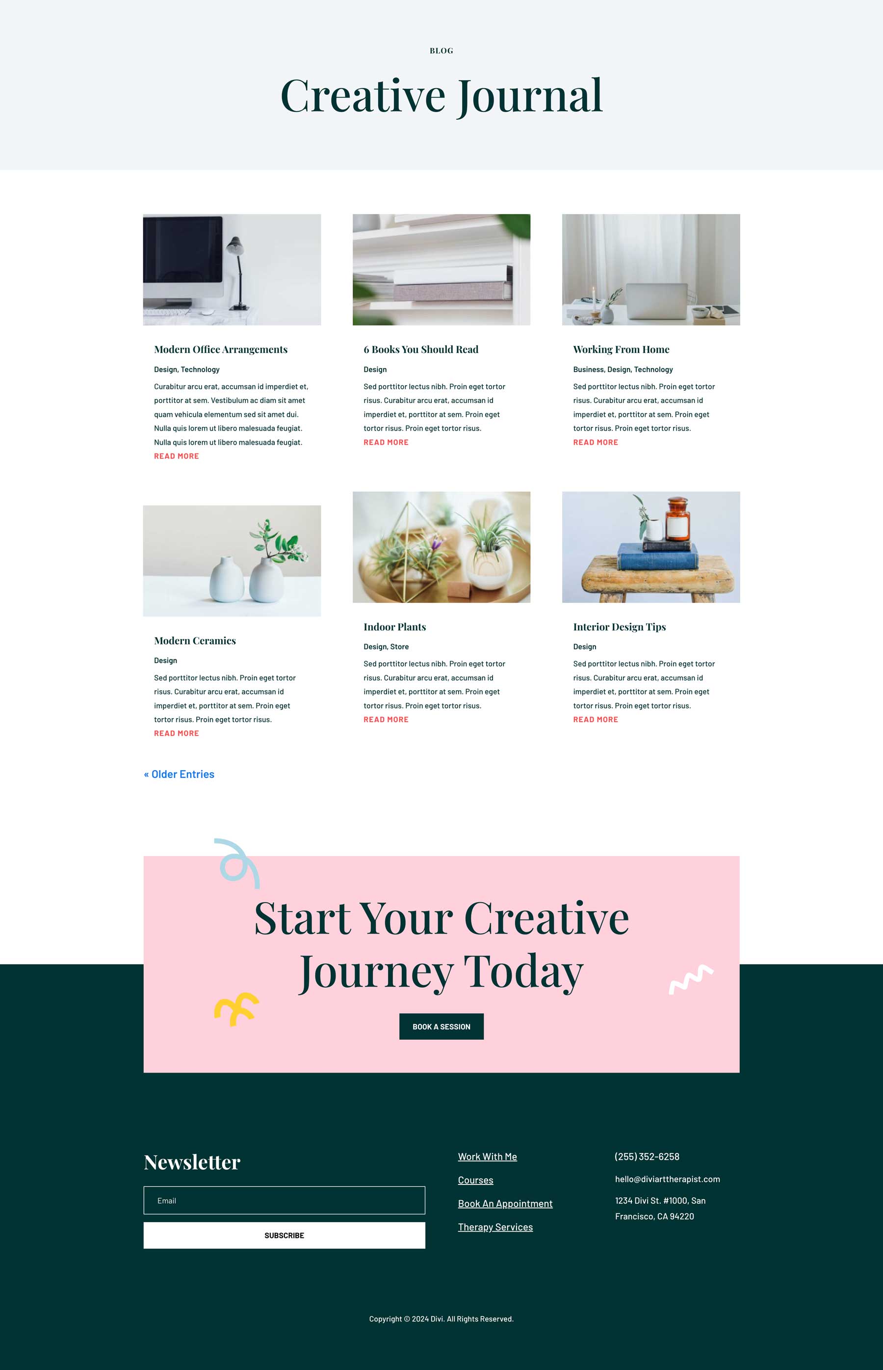 Art Therapist Blog Page Divi Layout by Elegant Themes