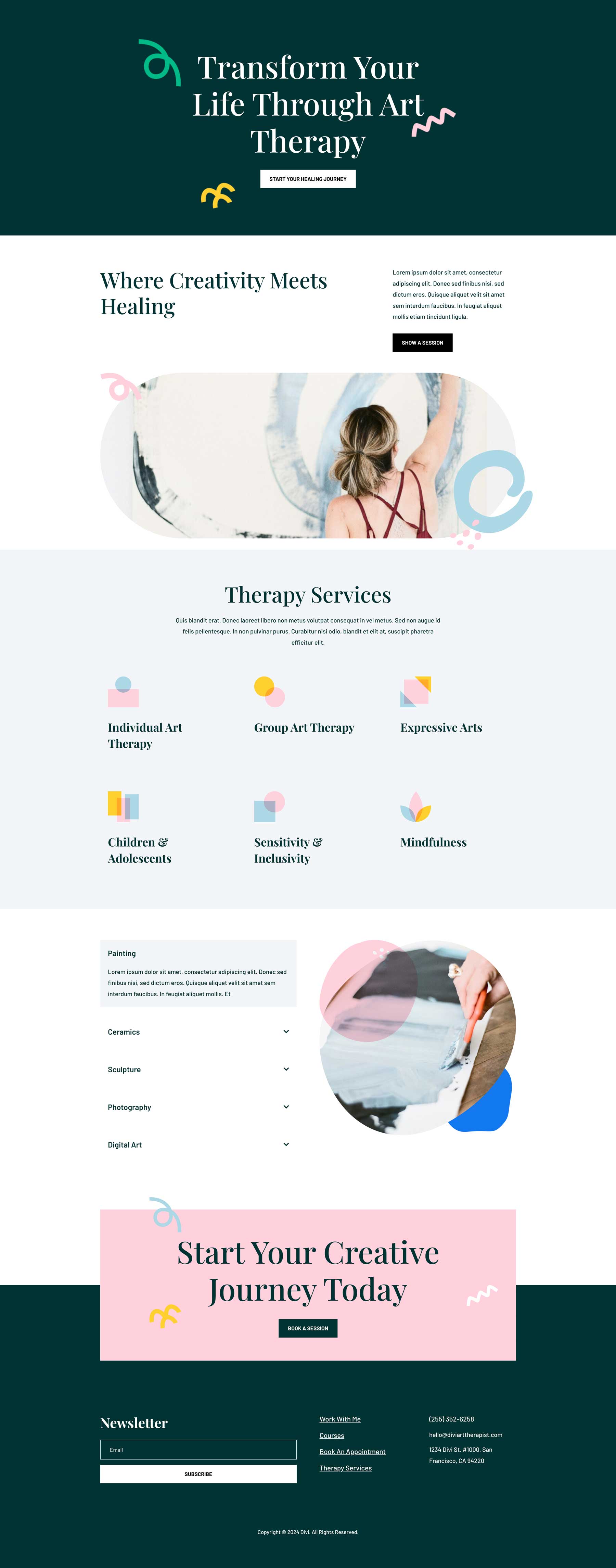 Art Therapist Home Page Divi Layout by Elegant Themes