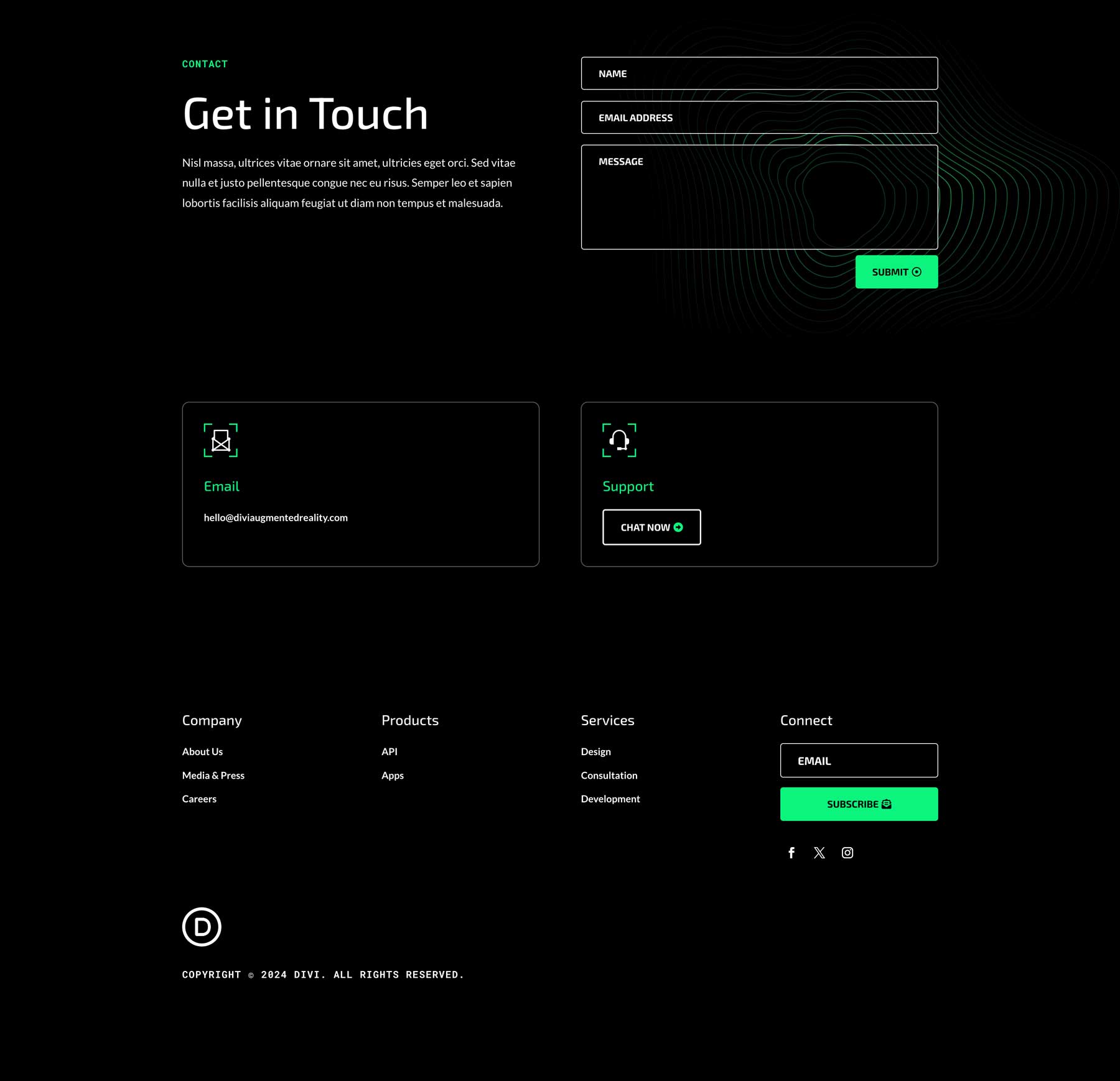 Augmented Reality Contact Page Divi Layout by Elegant Themes