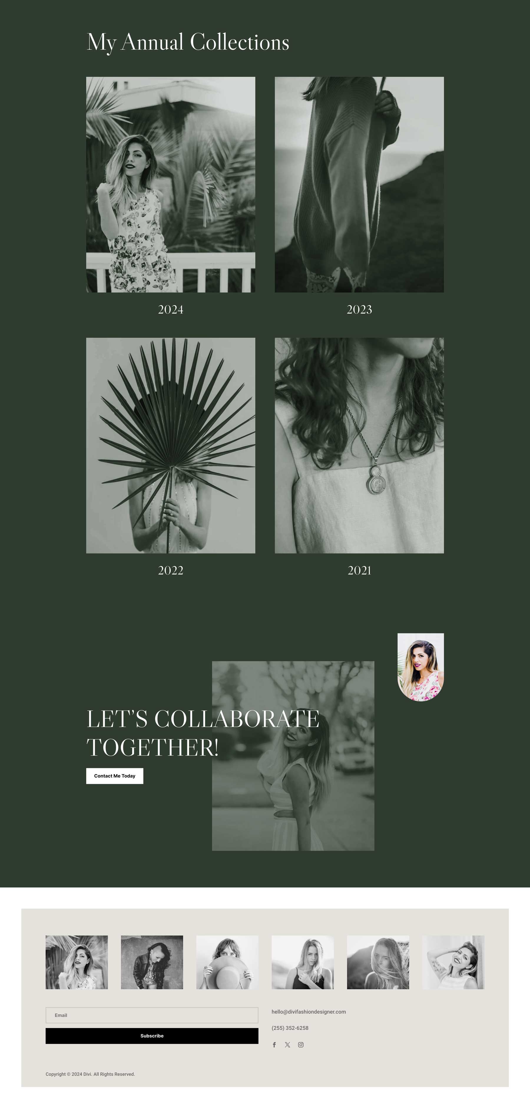 Clothing Designer Portfolio Page Divi Layout by Elegant Themes