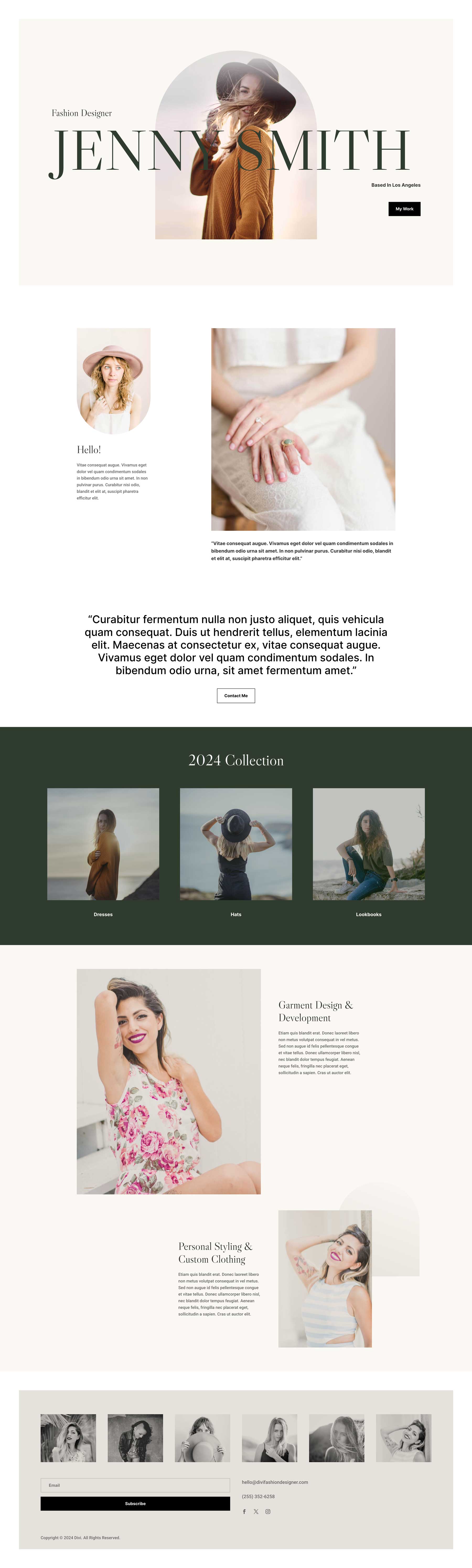 Clothing Designer Landing Page Divi Layout by Elegant Themes