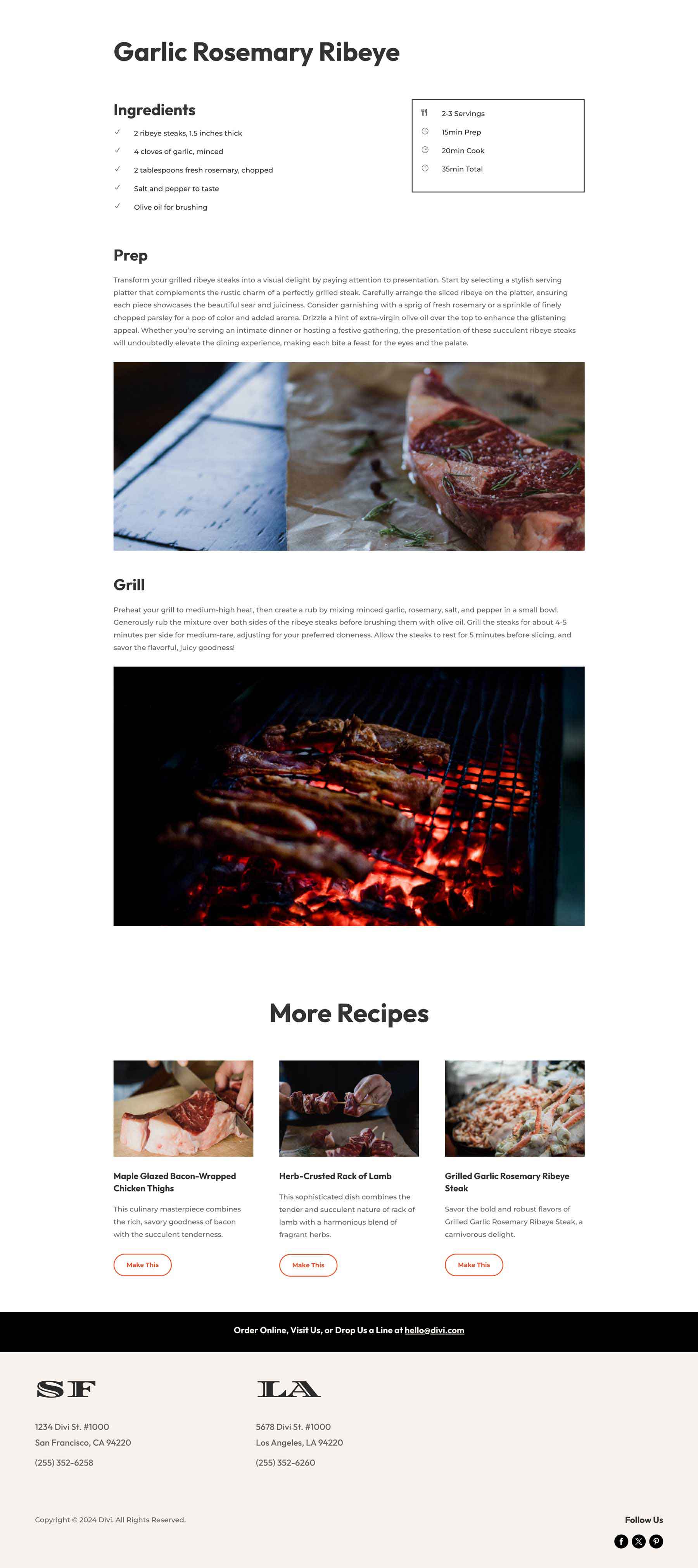 Butcher Shop Recipe Page Divi Layout by Elegant Themes