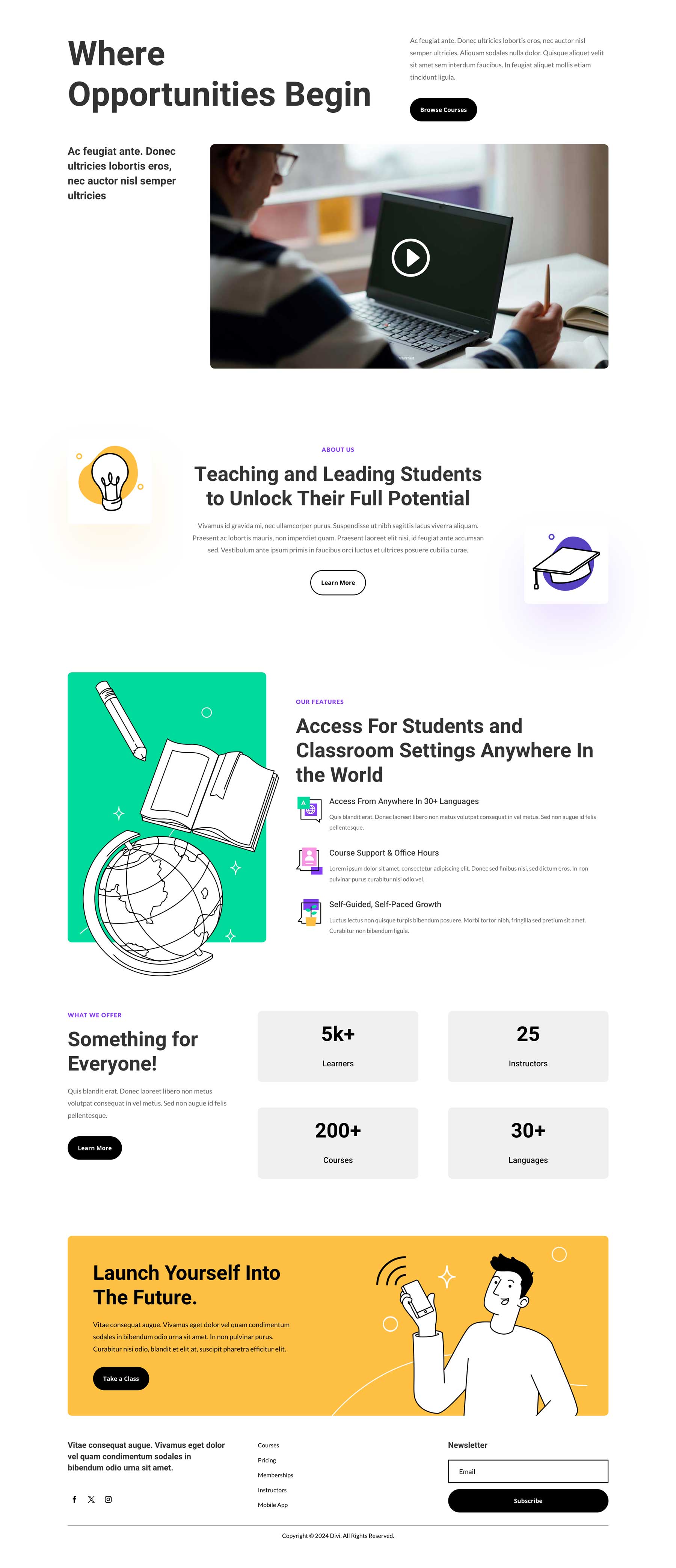 Online Learning About Page Divi Layout by Elegant Themes