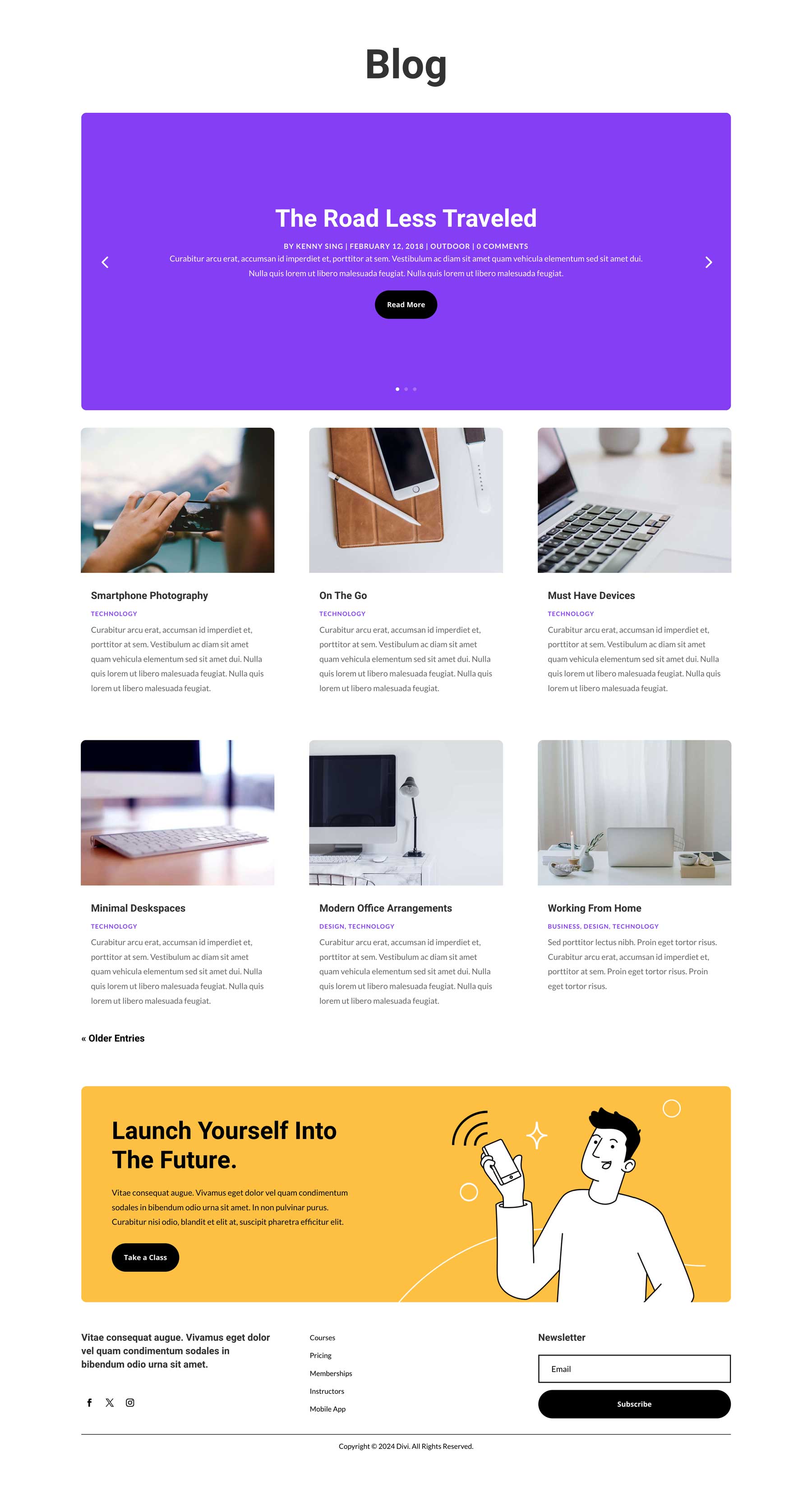 Online Learning Blog Page Divi Layout by Elegant Themes