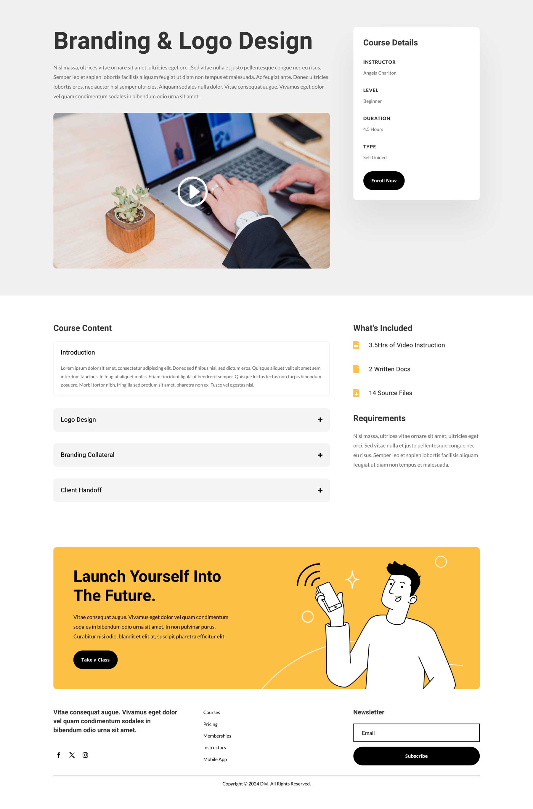 Online Learning Course Page Divi Layout by Elegant Themes