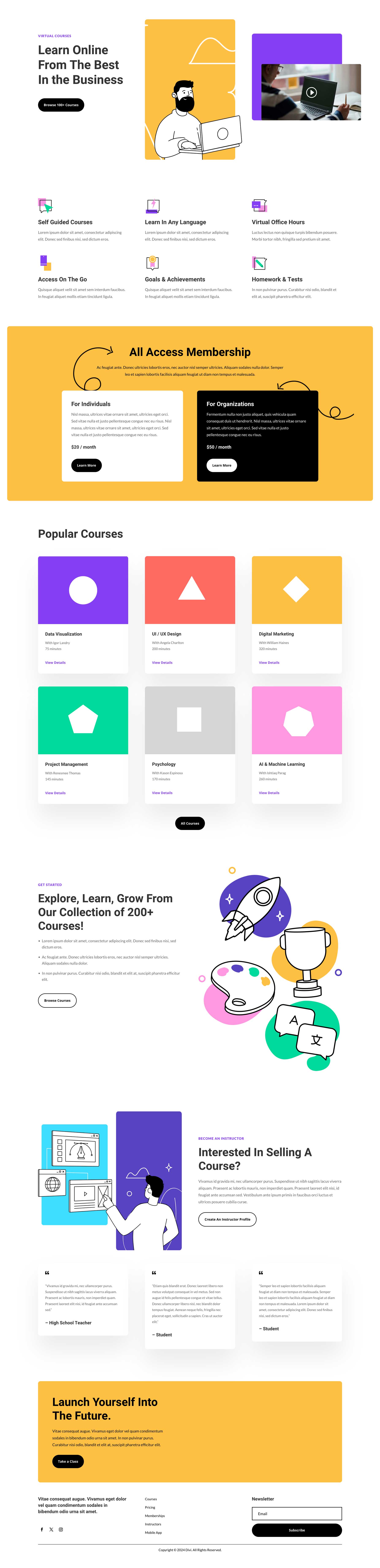 Online Learning Landing Page Divi Layout by Elegant Themes