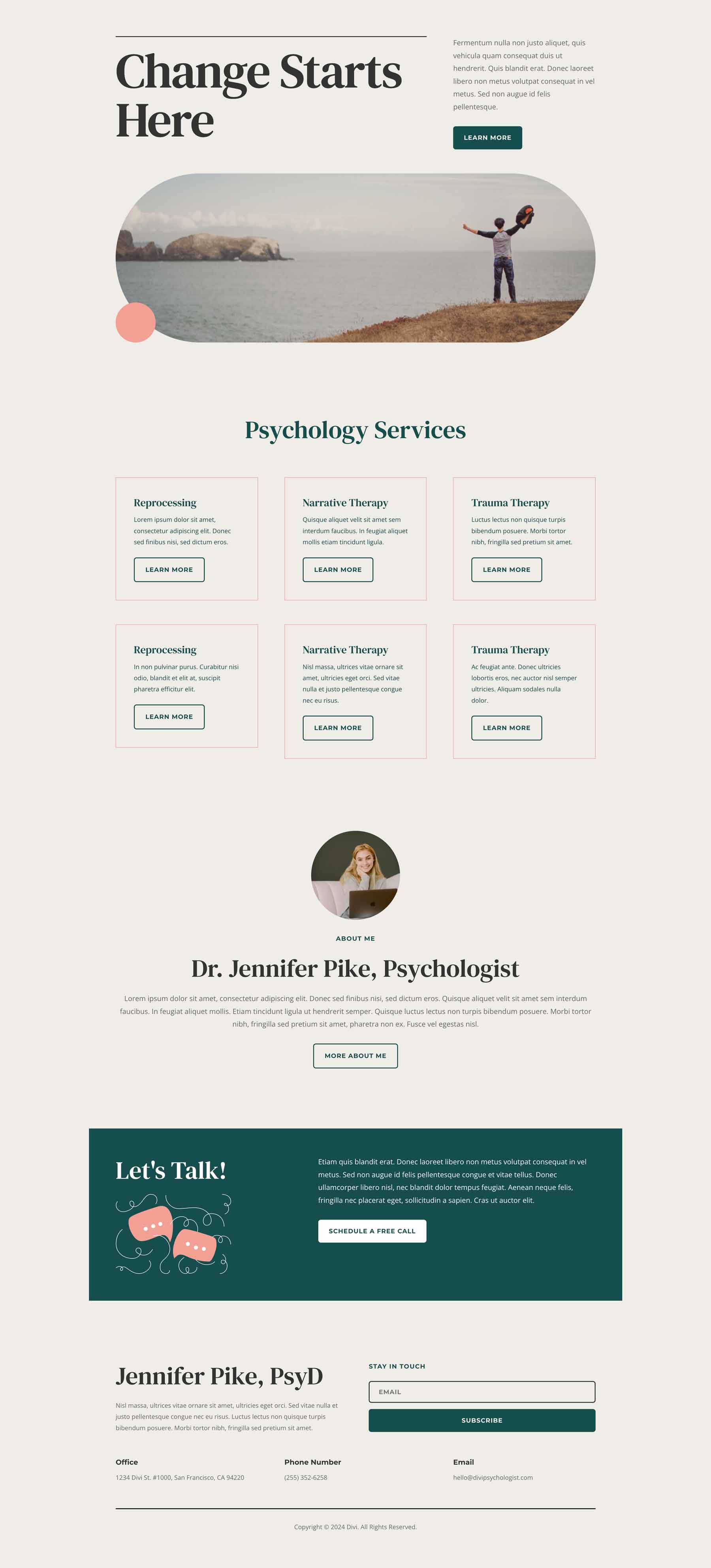 Psychology Home Page Divi Layout by Elegant Themes