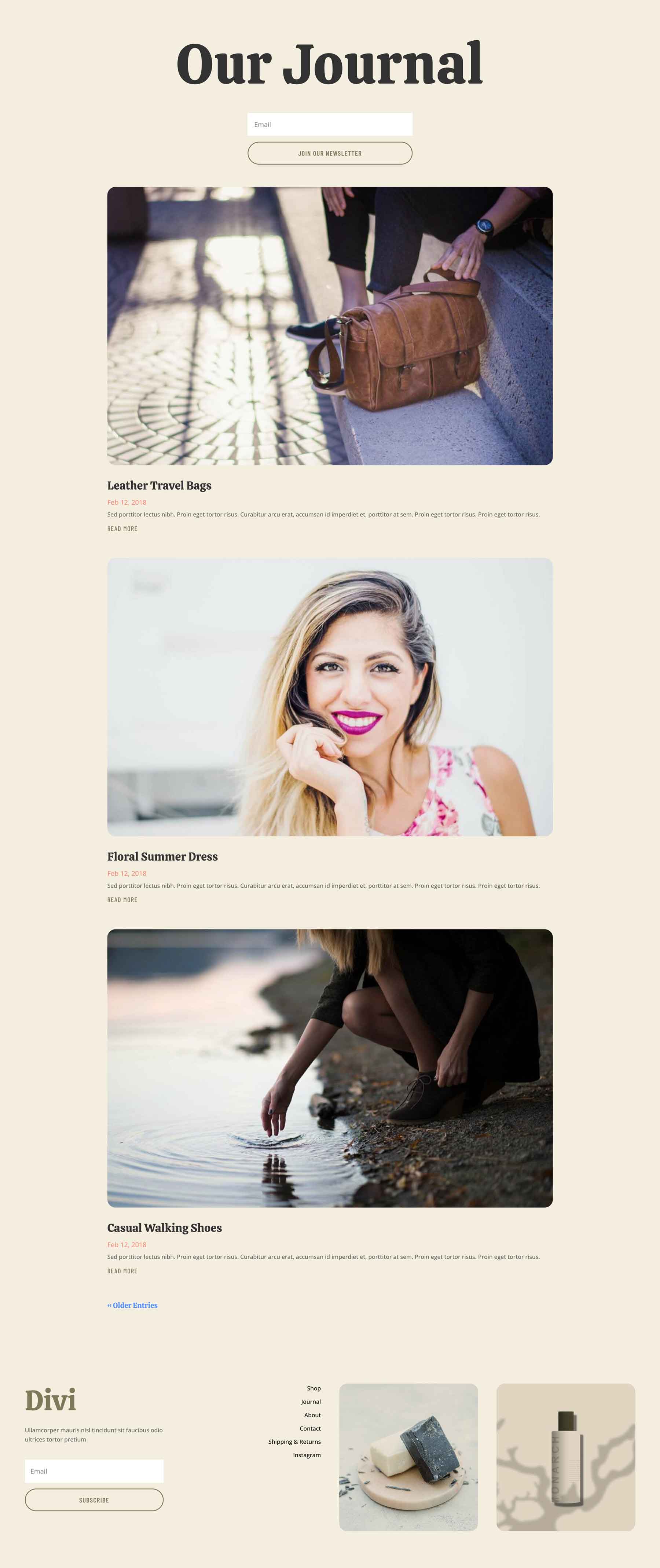 Skin Care Blog Page Divi Layout by Elegant Themes