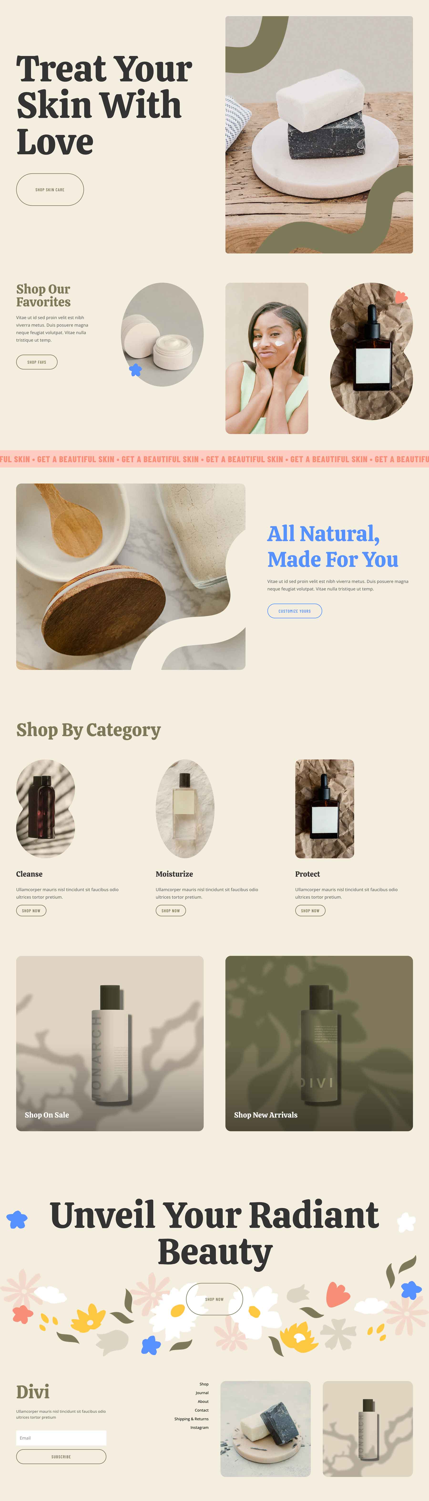 Skin Care Landing Page Divi Layout by Elegant Themes