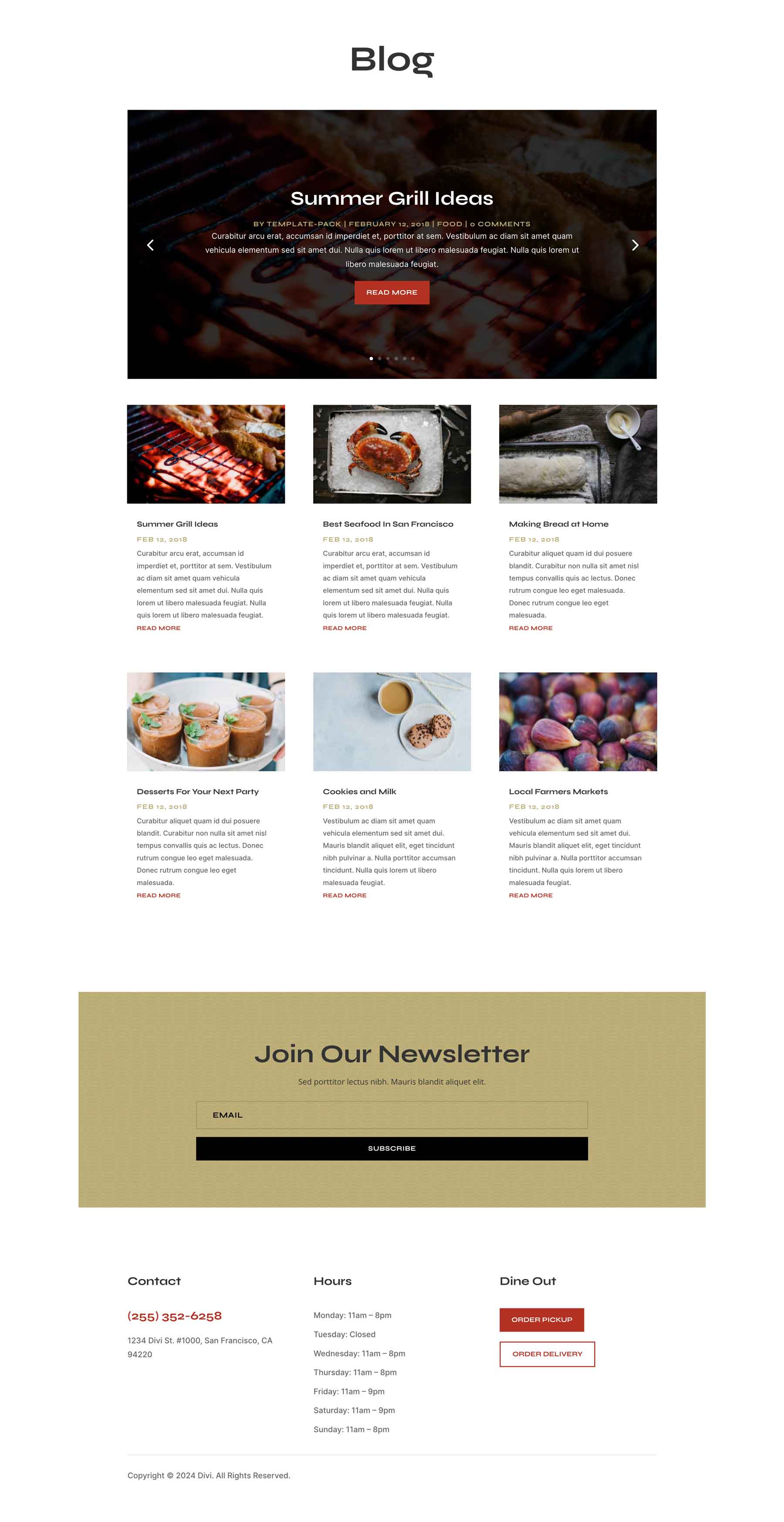 Chinese Restaurant Blog Page Divi Layout by Elegant Themes