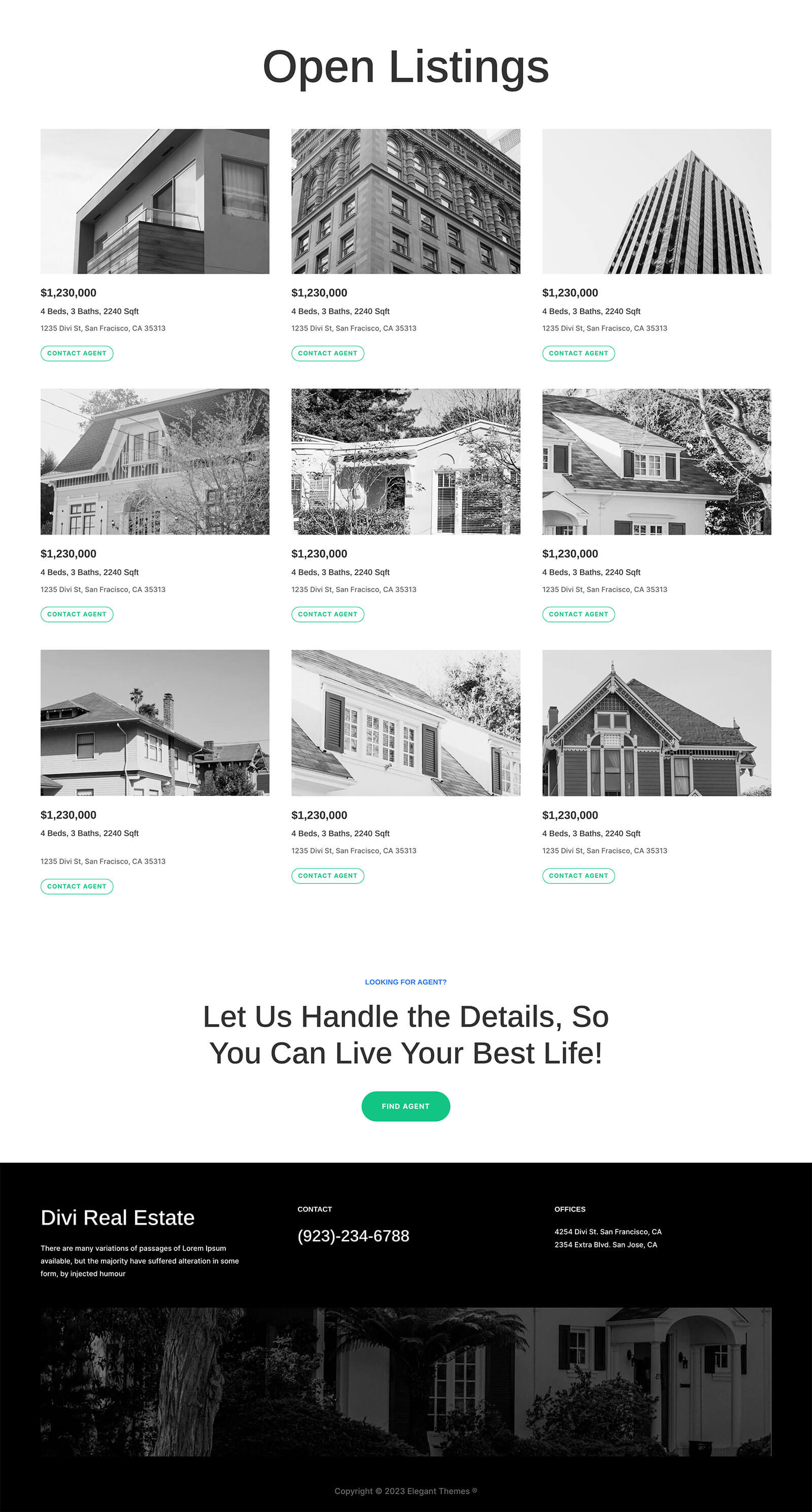 Realty Listings Page Divi Layout by Elegant Themes